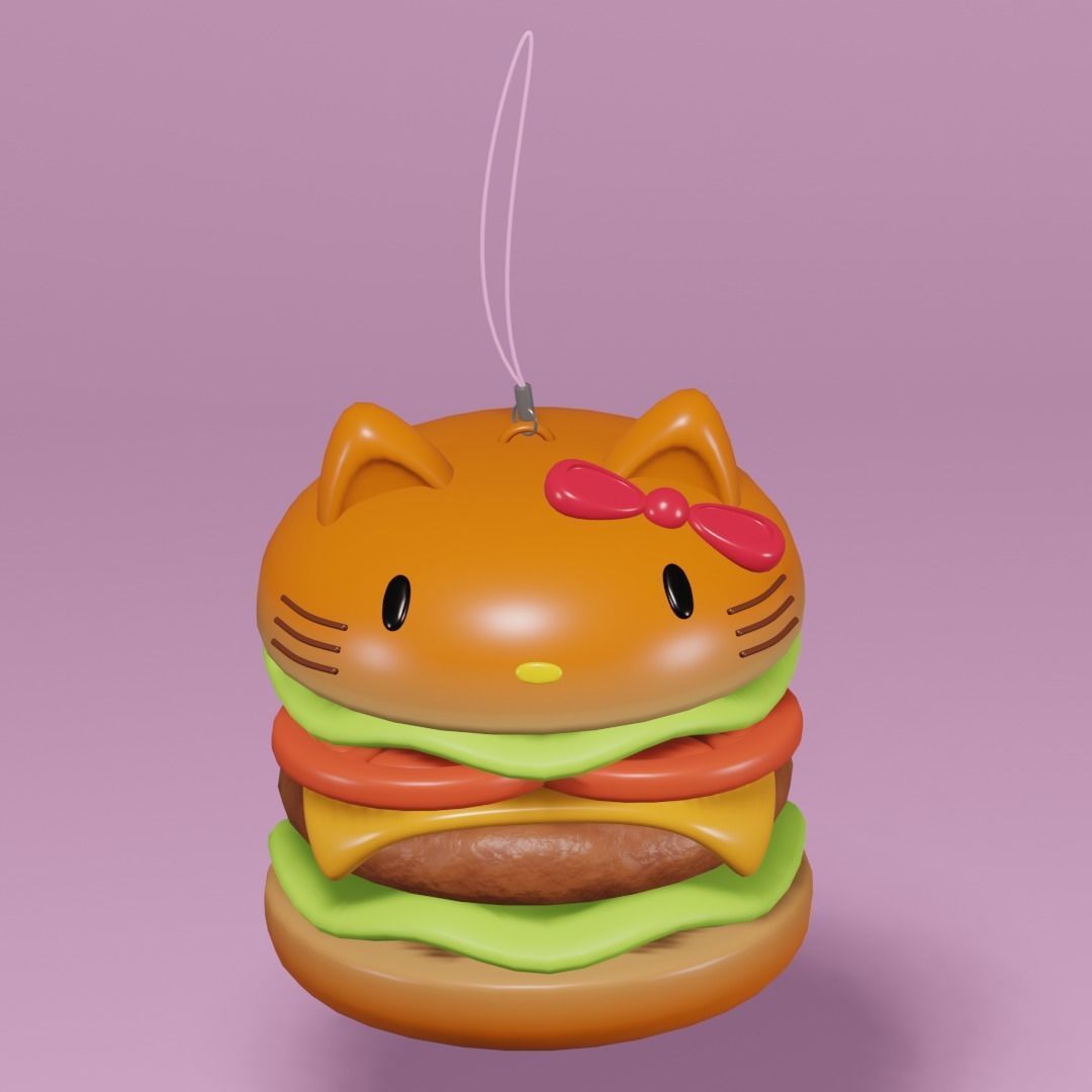 Customizable Hello Kitty burger charm 3D model 3D printable | CGTrader