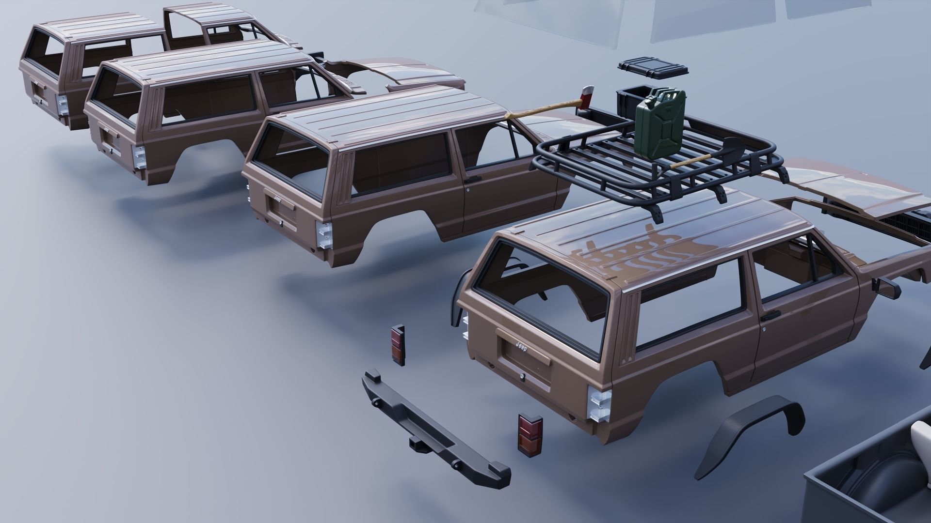 Jeep Cherokee XJ 2 Door 1984 Custom 3D model 3D printable | CGTrader