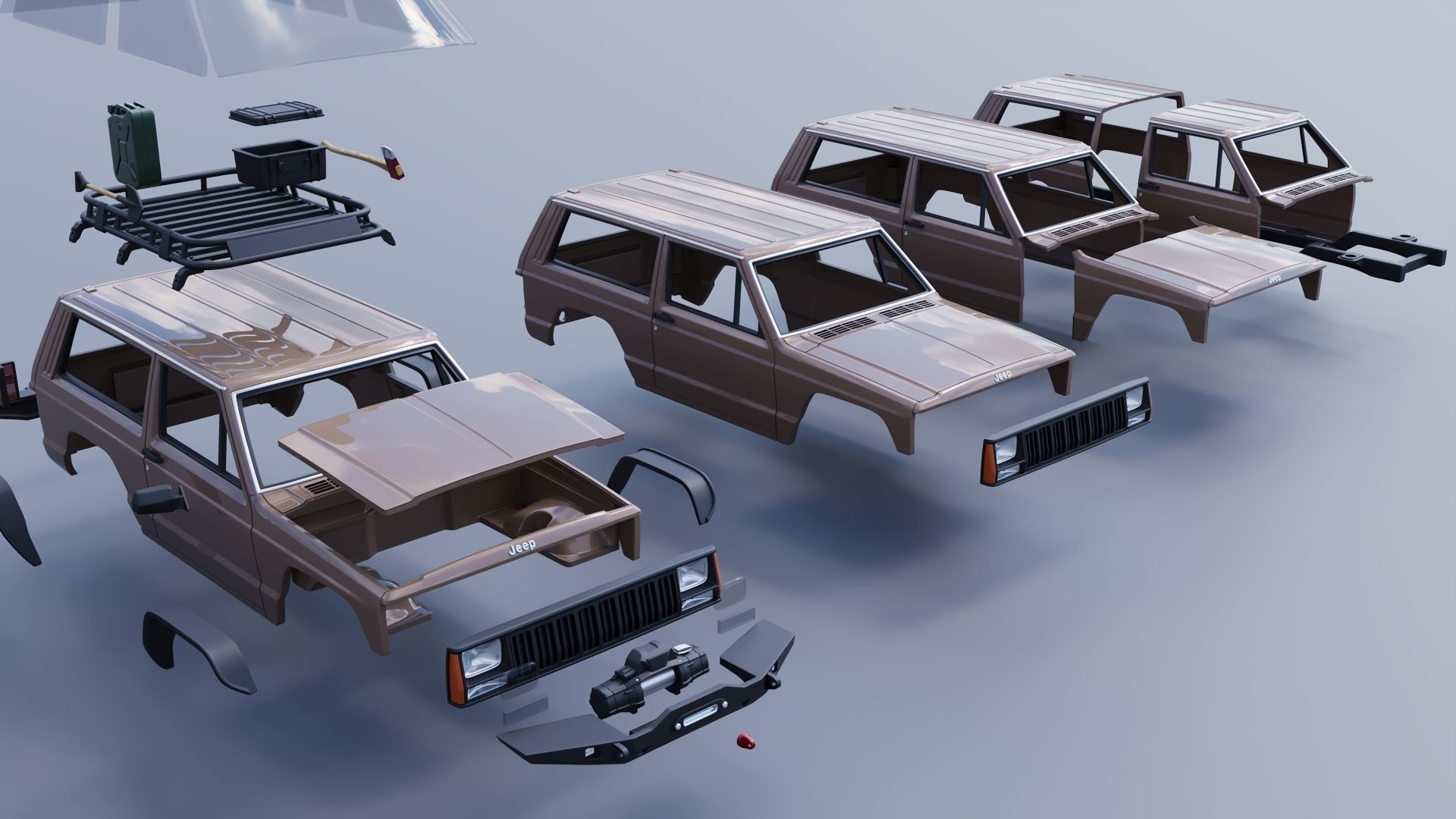 Jeep Cherokee XJ 2 Door 1984 Custom 3D model 3D printable | CGTrader