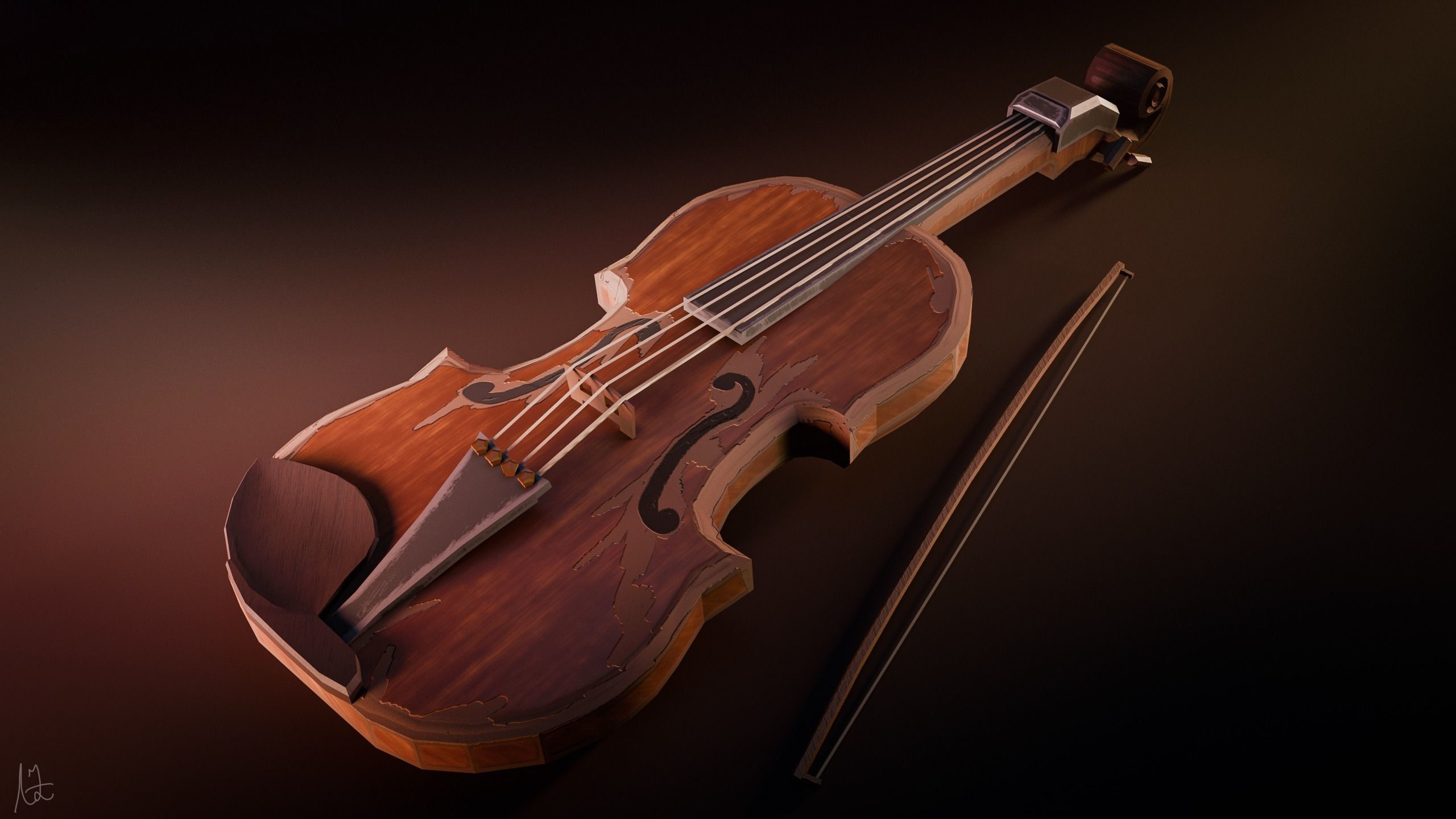 3D model Stylized Violin 3D model VR / AR / low-poly | CGTrader