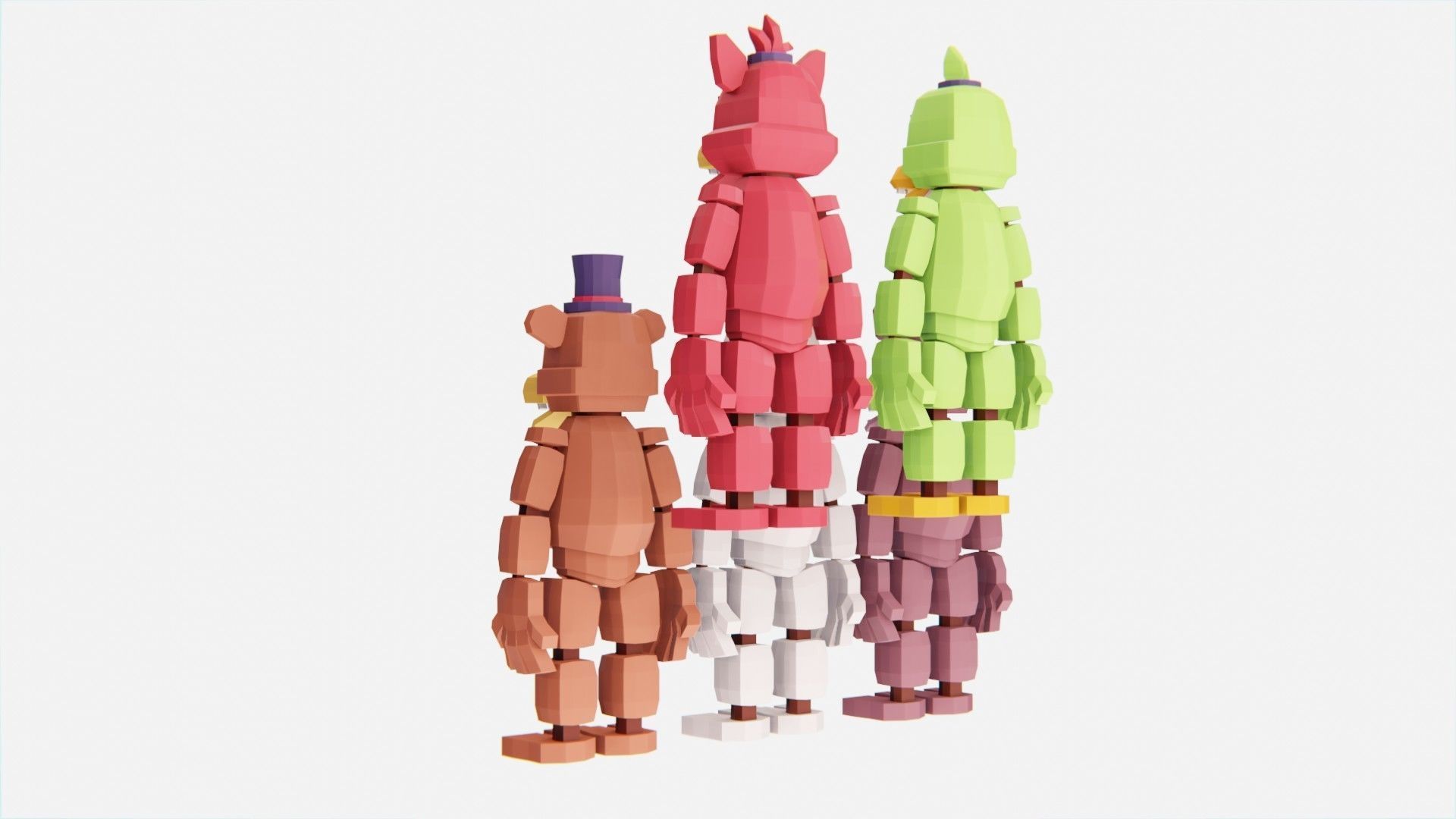 3D model Cute cartoon Animatronics character low poly fnaf VR / AR ...