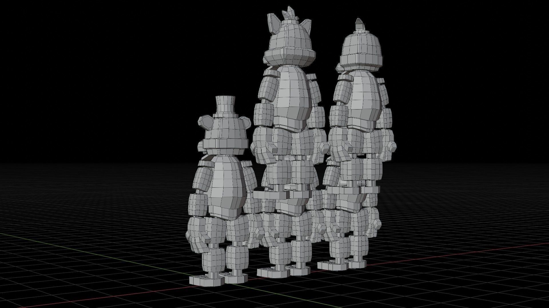 3D model Cute cartoon Animatronics character low poly fnaf VR / AR ...