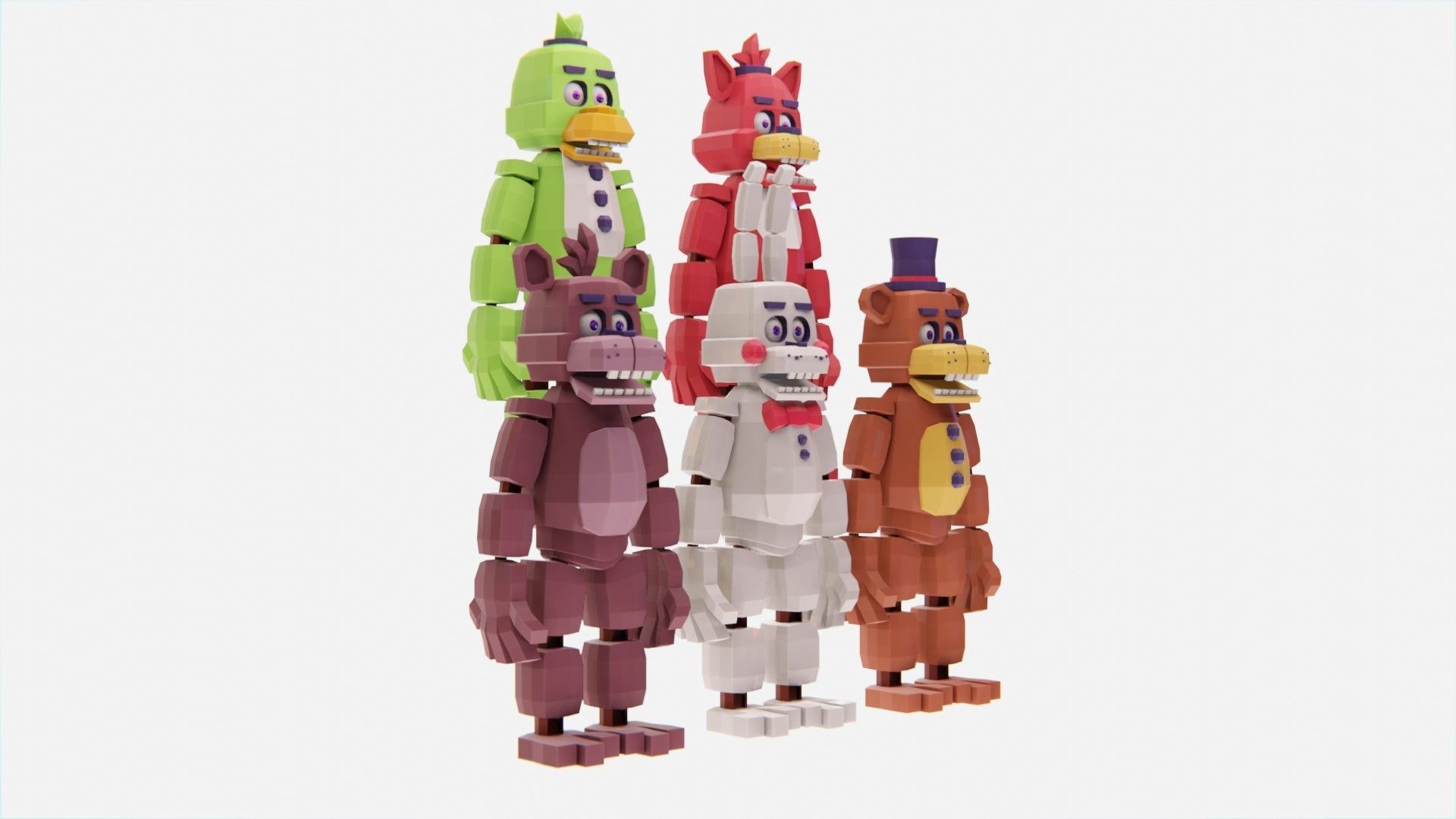 3D model Cute cartoon Animatronics character low poly fnaf VR / AR ...