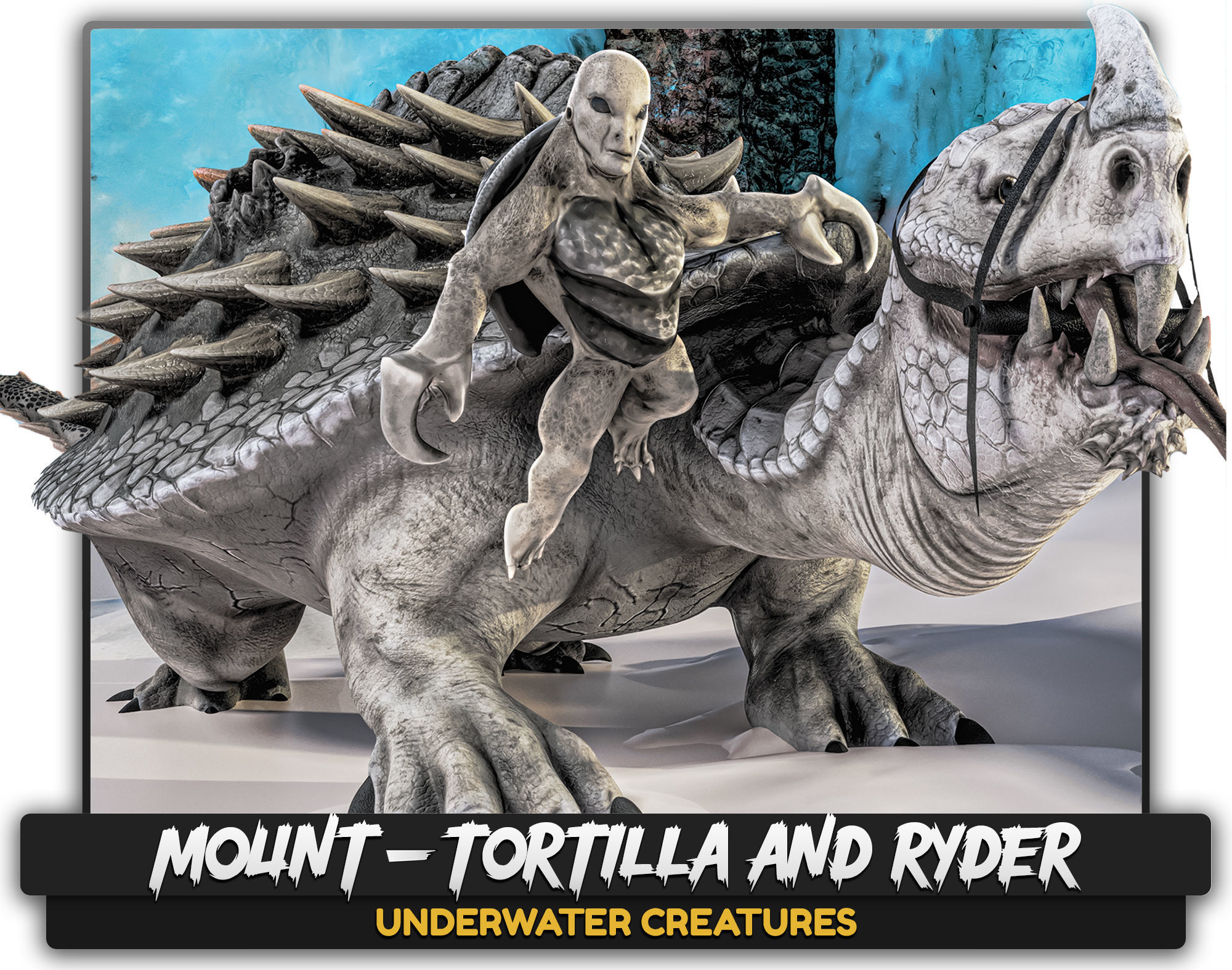 3D model Turtle Mount Rider - Tortilla Ryder Creature Riding Reptile ...