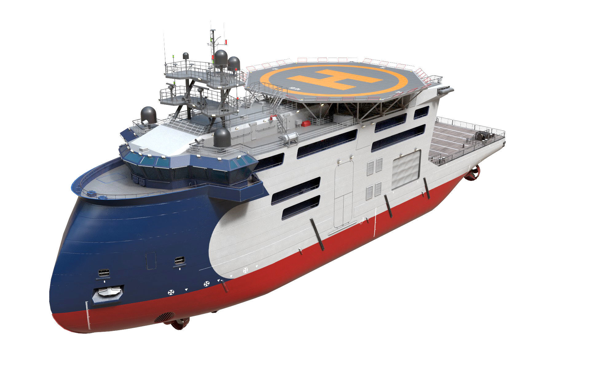 Offshore Construction Vessels Blue 3D model | CGTrader