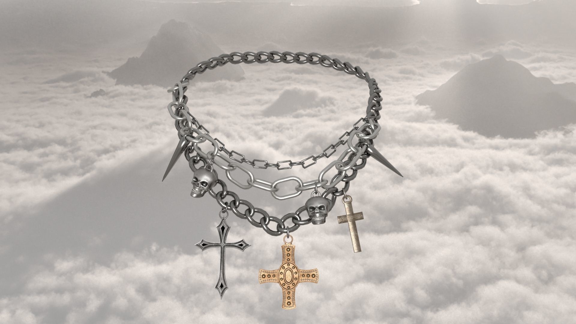 3D model gothic necklace VR / AR / low-poly | CGTrader