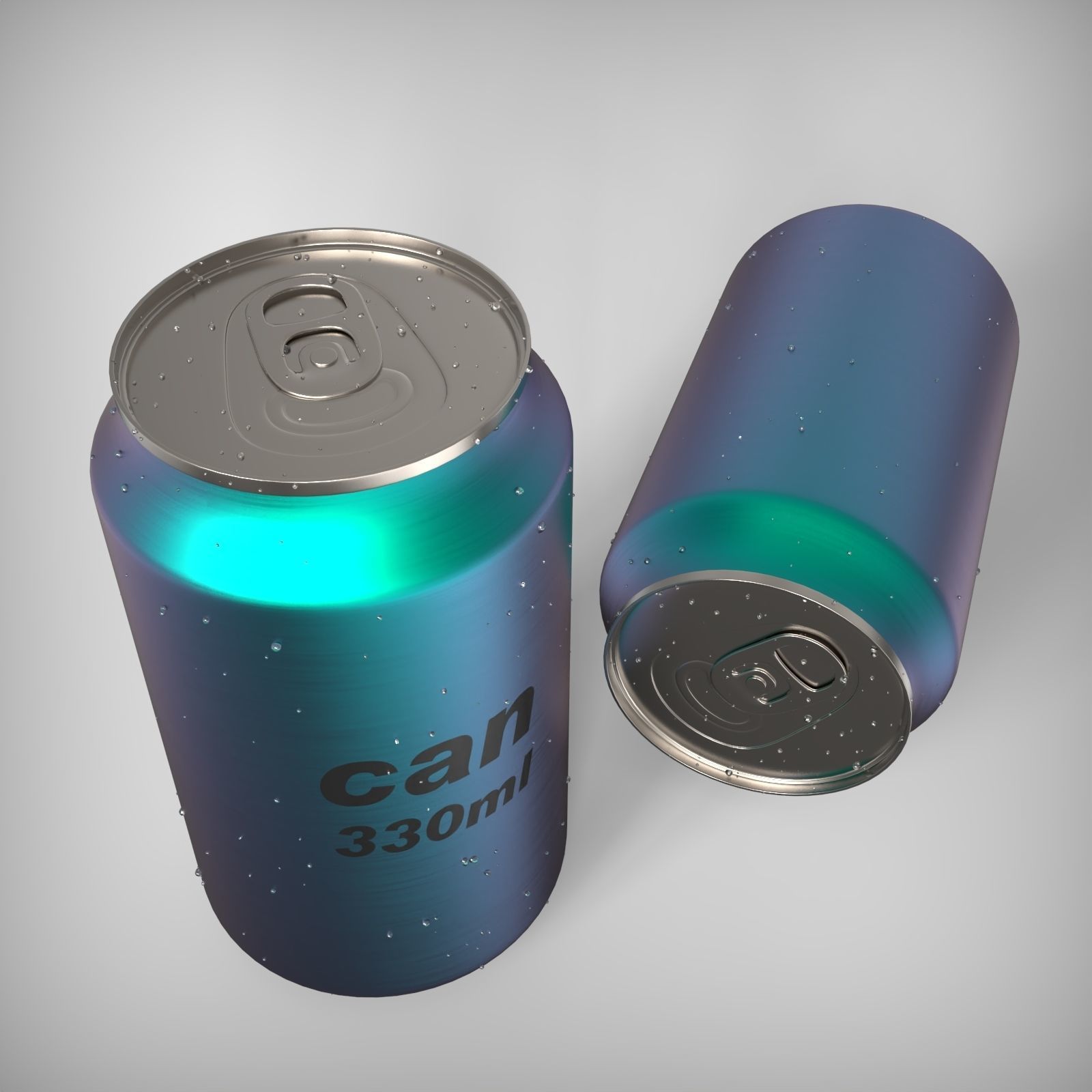 Beverage can 330ml with label and water drops 3D model | CGTrader