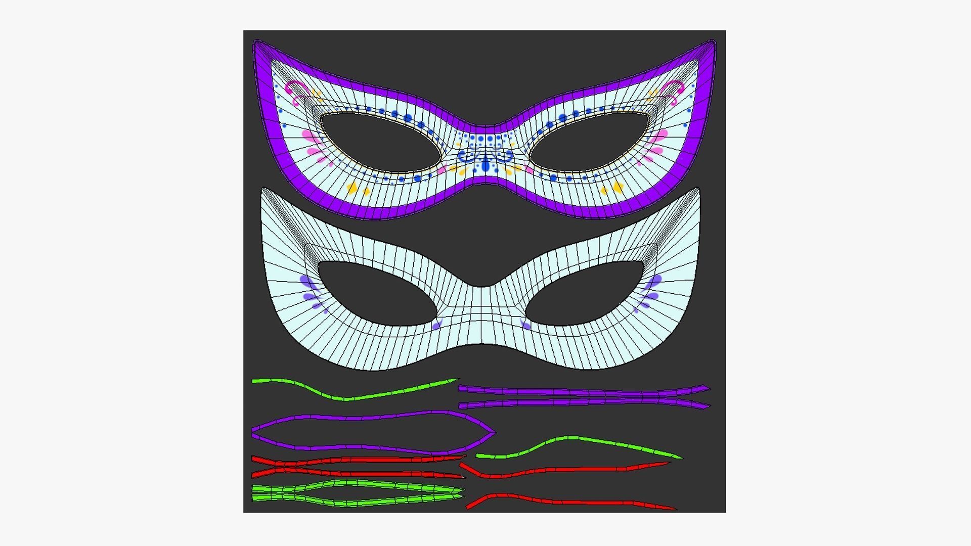 3D model Carnival Mask A04 Colored - Costume Character Design VR / AR ...