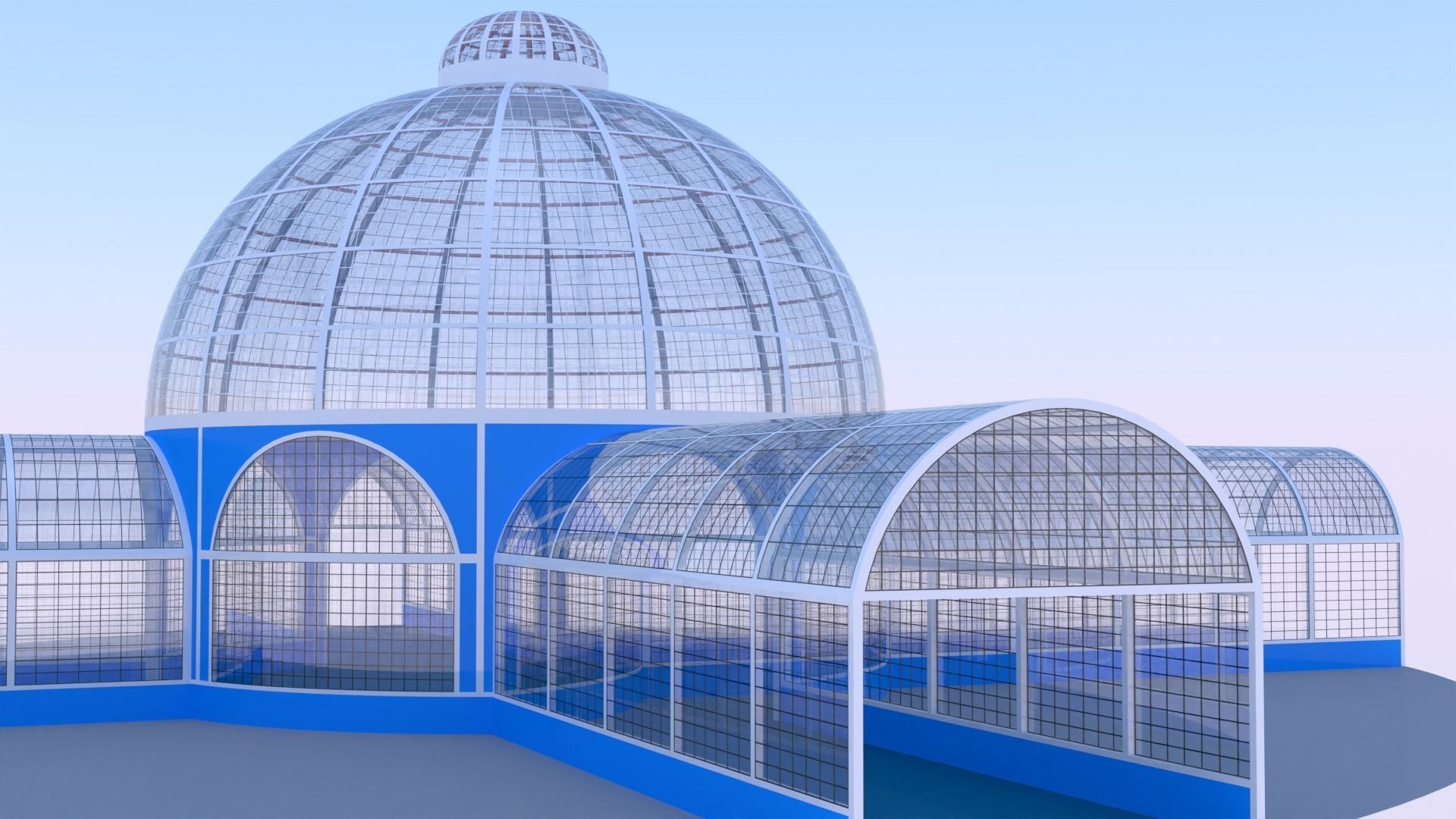 Pavilion glass building 3D model | CGTrader