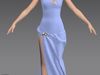 3D model One shoulder baby blue color dress panel VR / AR / low-poly ...