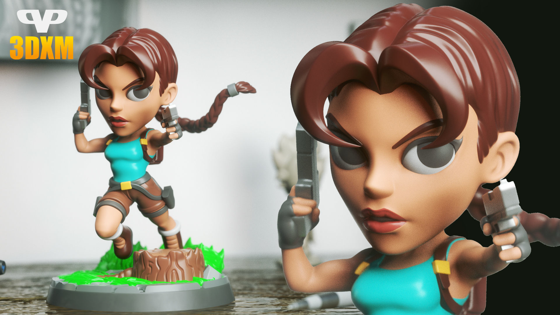 Lara Croft Chibi STL for 3D Printing 3DXM ChibiSTL 3D model 3D ...