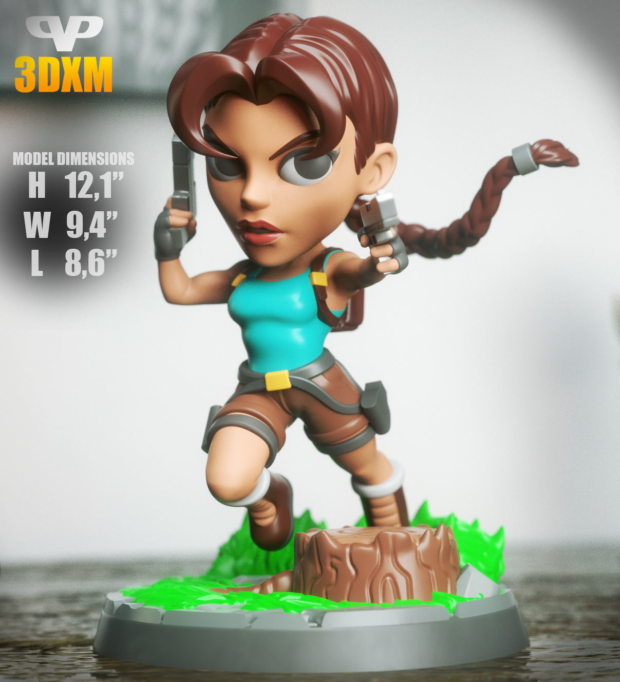 Lara Croft Chibi STL for 3D Printing 3DXM ChibiSTL 3D model 3D printable | CGTrader