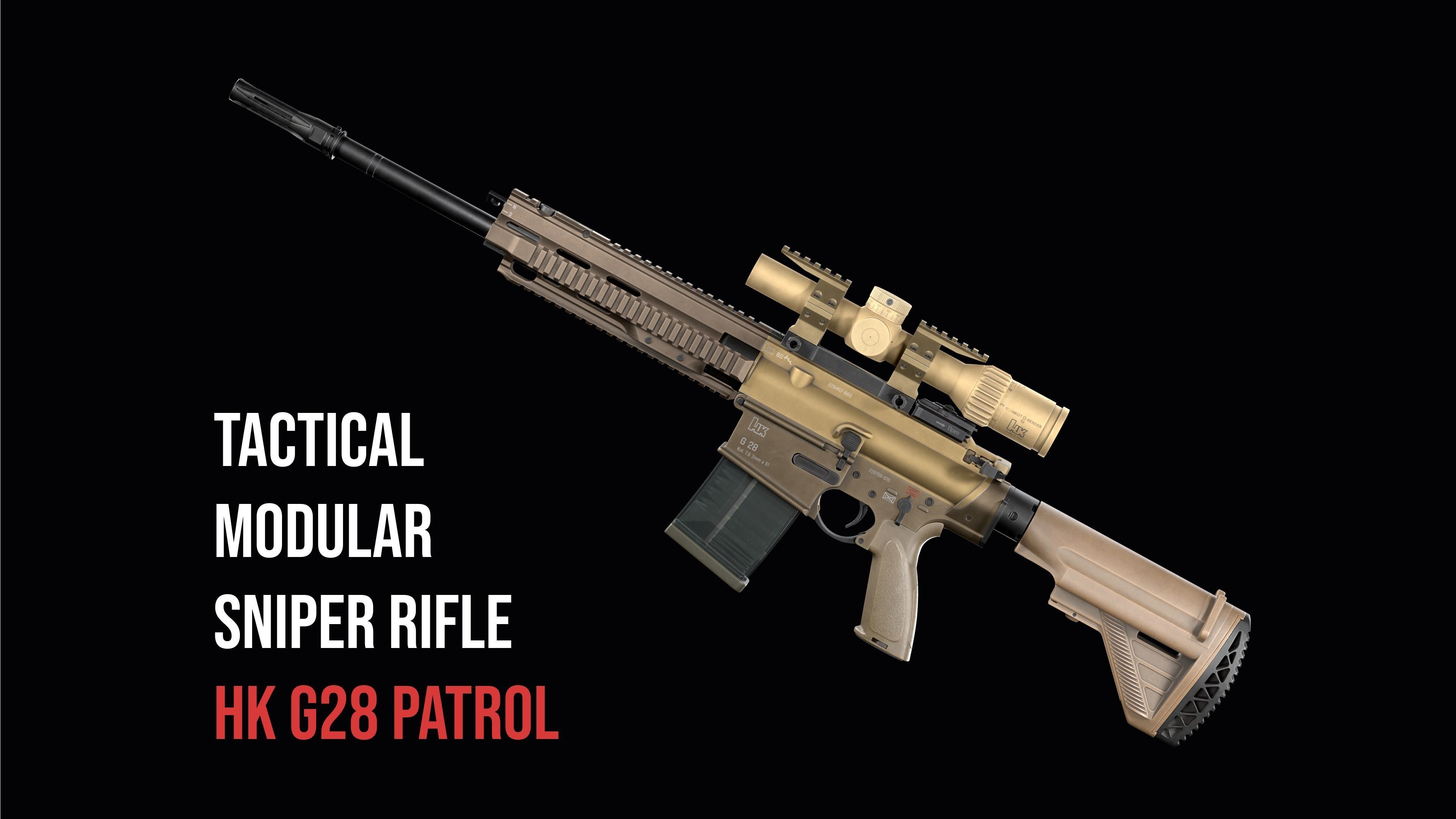 3D model Tactical Modular Sniper Rifle HK G28 patrol VR / AR / low-poly ...