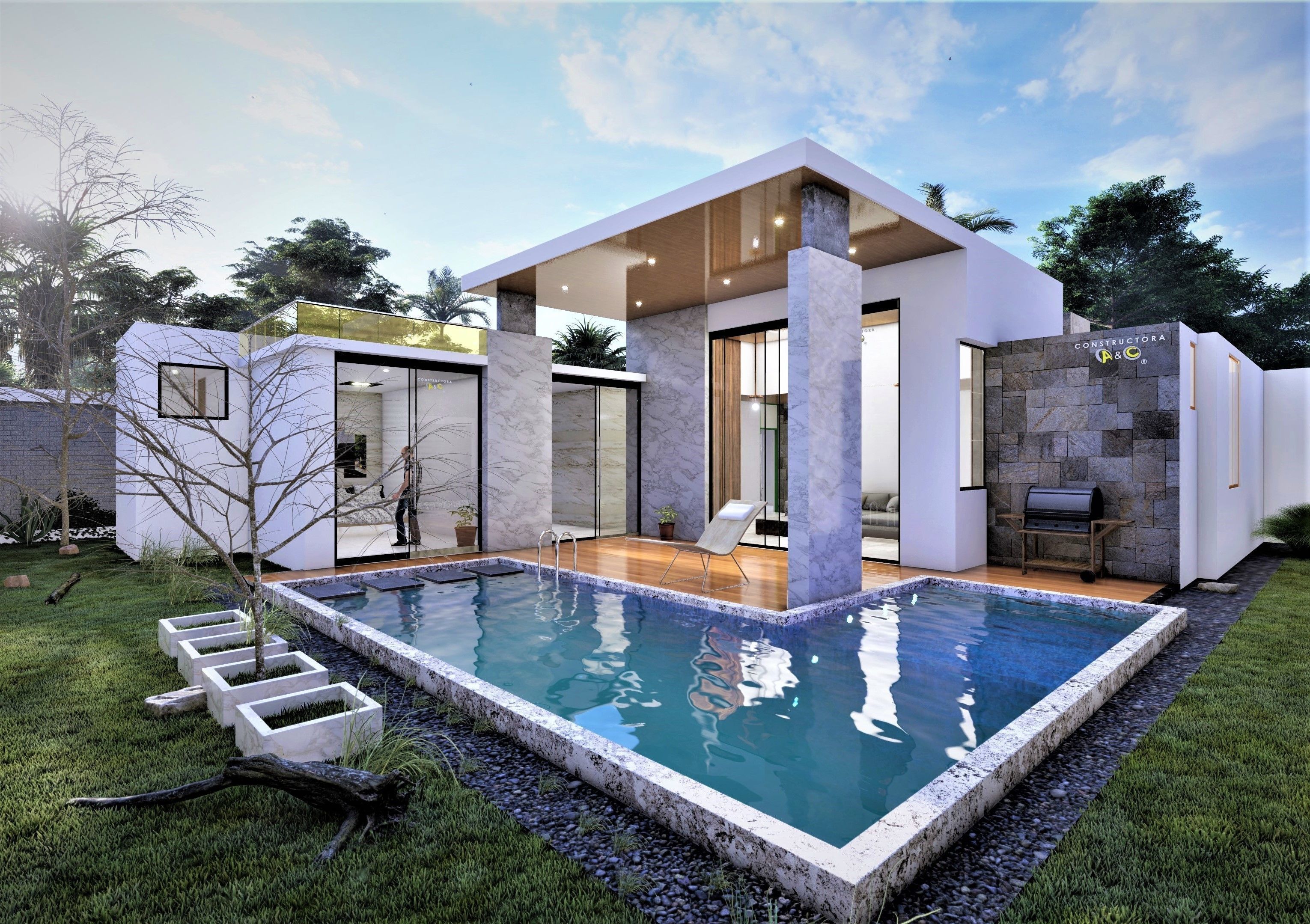 3D casa de campo minimalist 3D model animated rigged | CGTrader