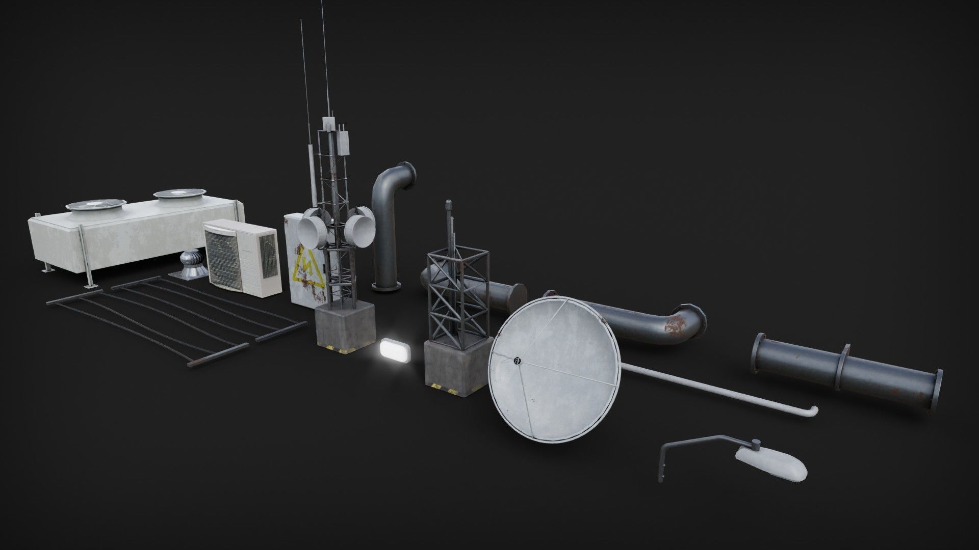 3D model Roof and Wall props for Buildings VR / AR / low-poly | CGTrader