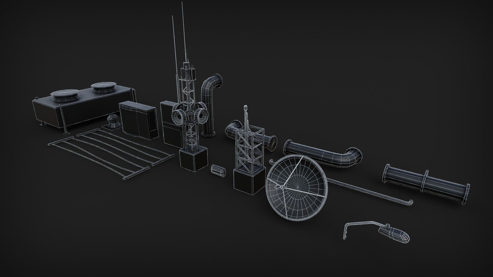 3D model Roof and Wall props for Buildings VR / AR / low-poly | CGTrader