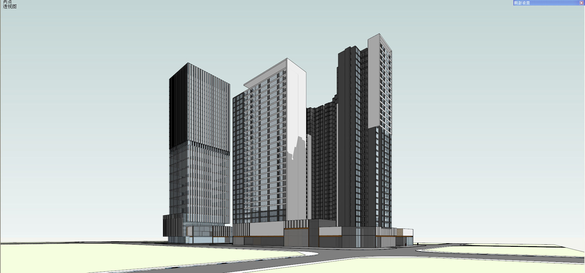 SU model of modern high-rise office and apartment building 3D model ...