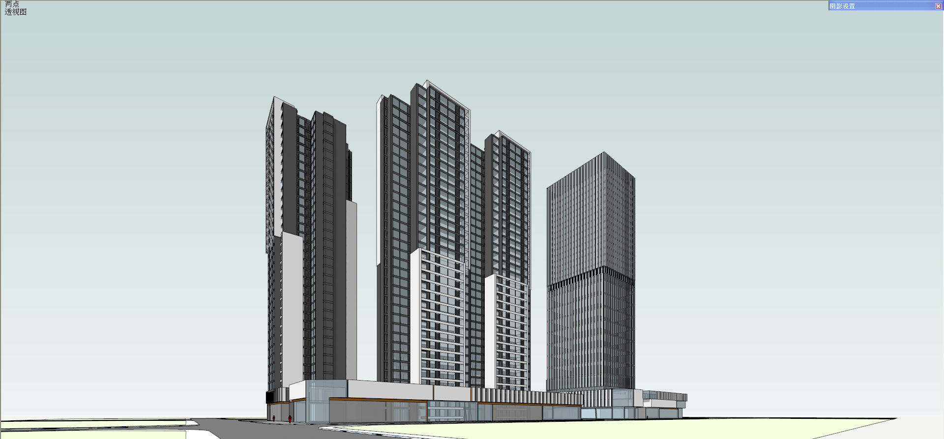 SU model of modern high-rise office and apartment building 3D model ...