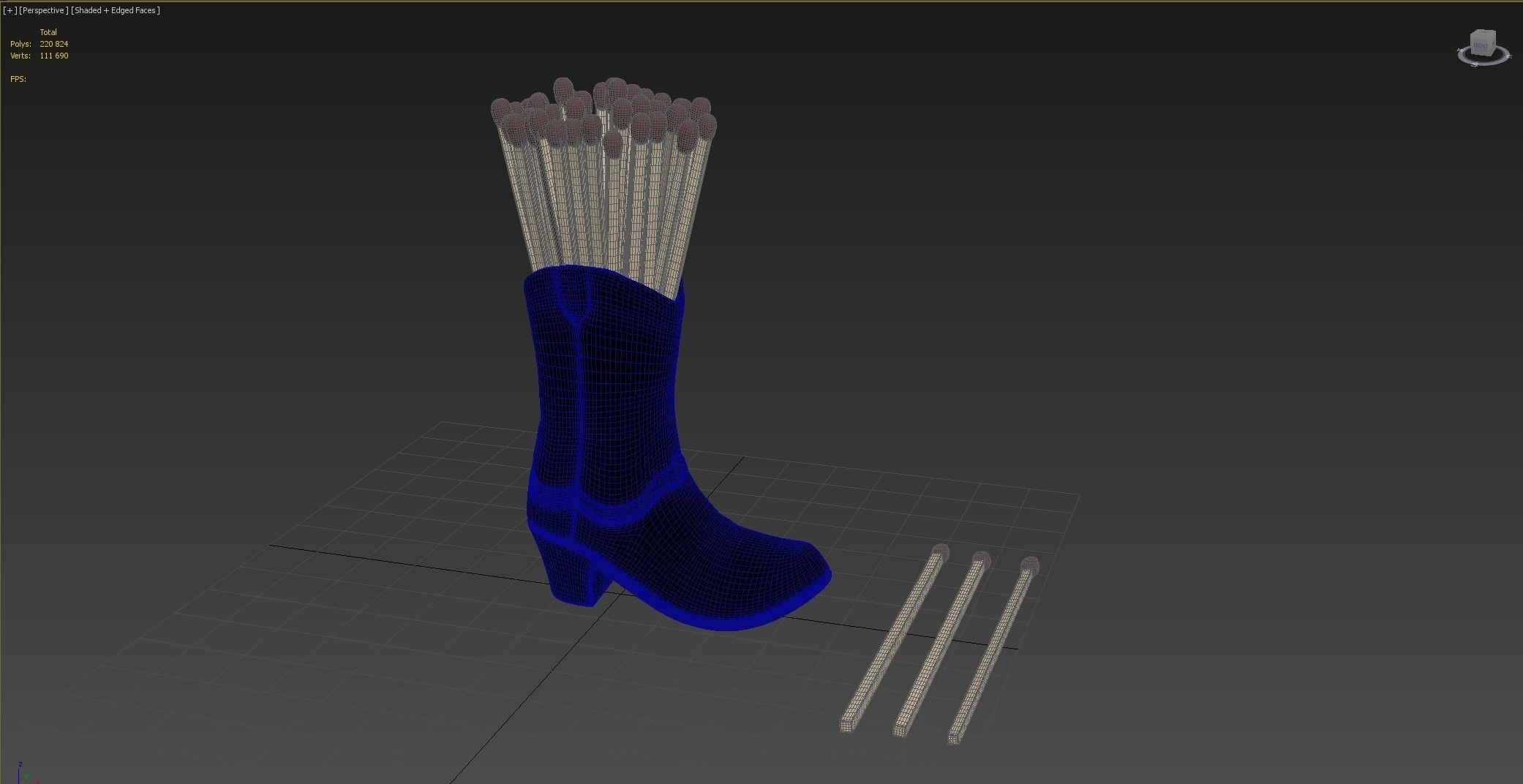 Ceramic boot with matches 3D model | CGTrader