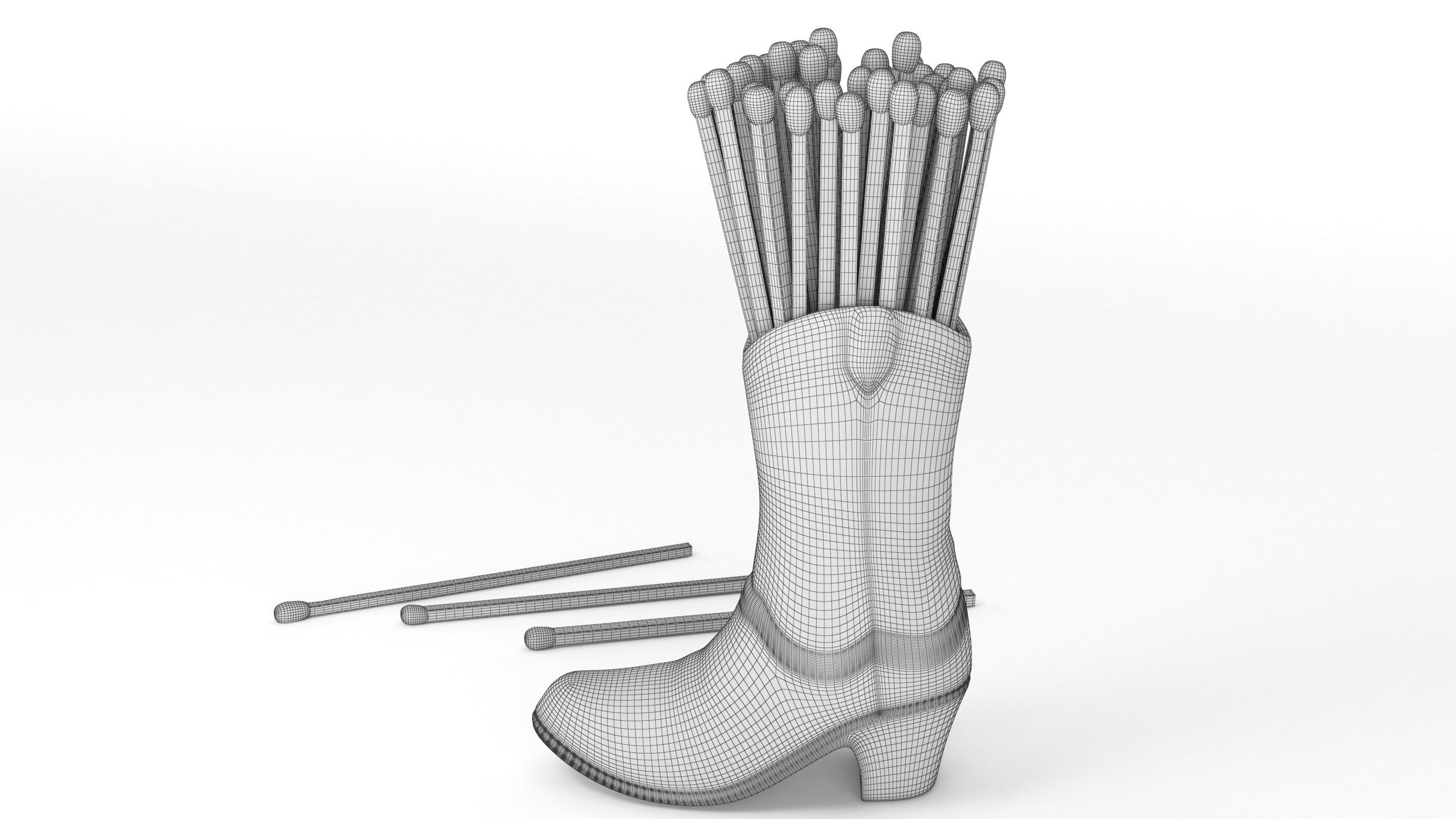 Ceramic boot with matches 3D model | CGTrader