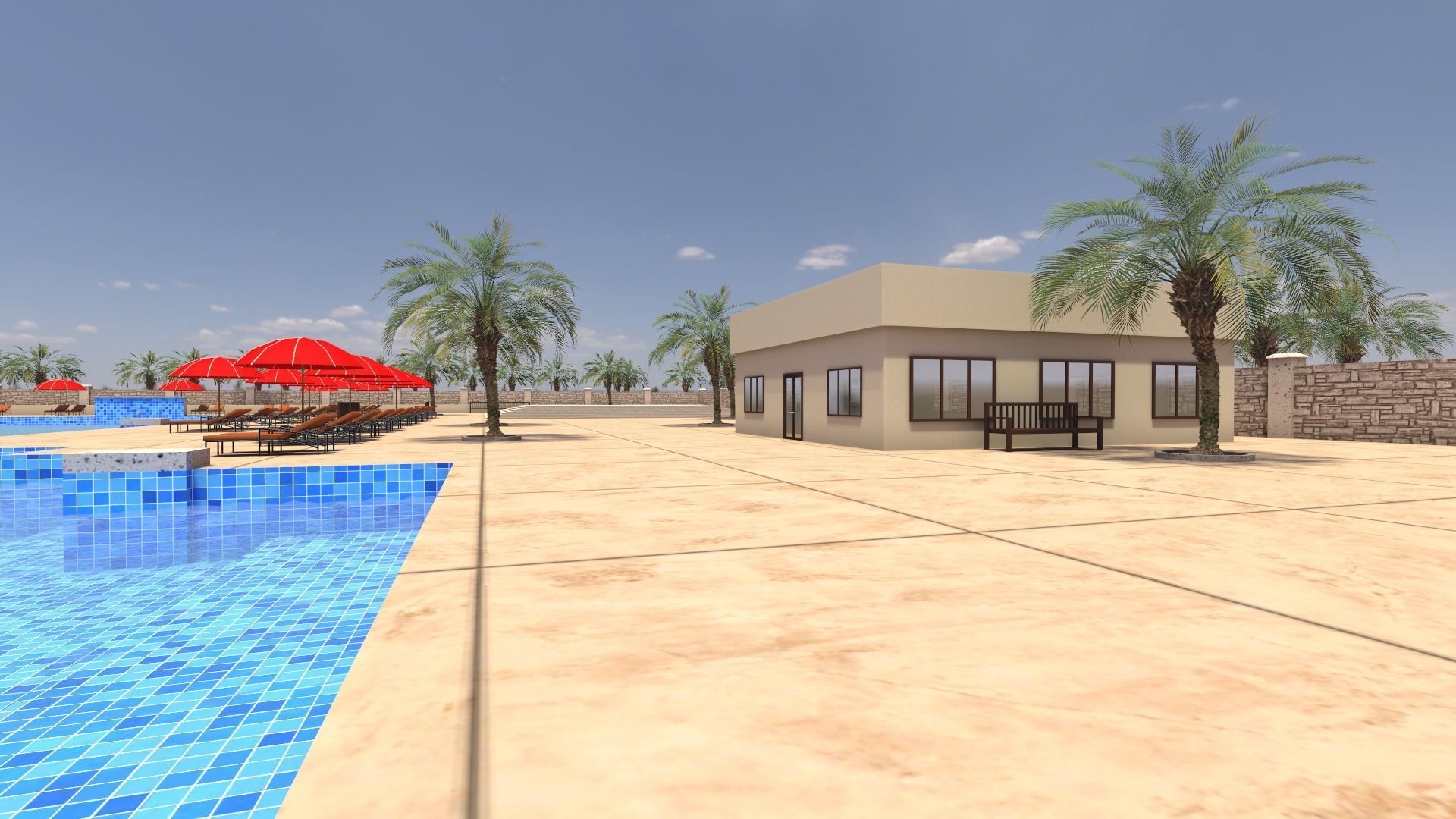 3D model Pool exterior VR / AR / low-poly | CGTrader