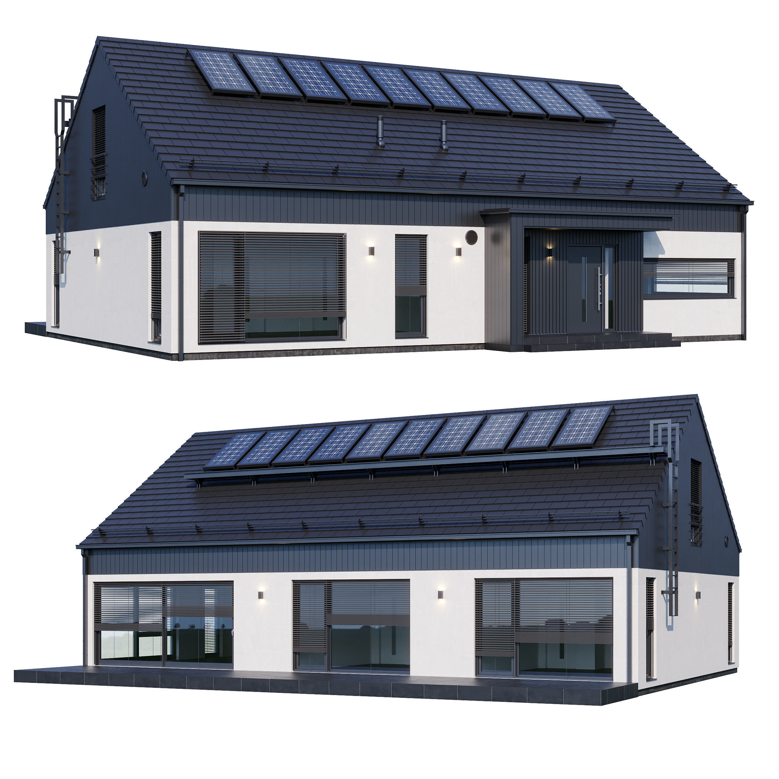 Modern cottage with floor plan 3D model | CGTrader