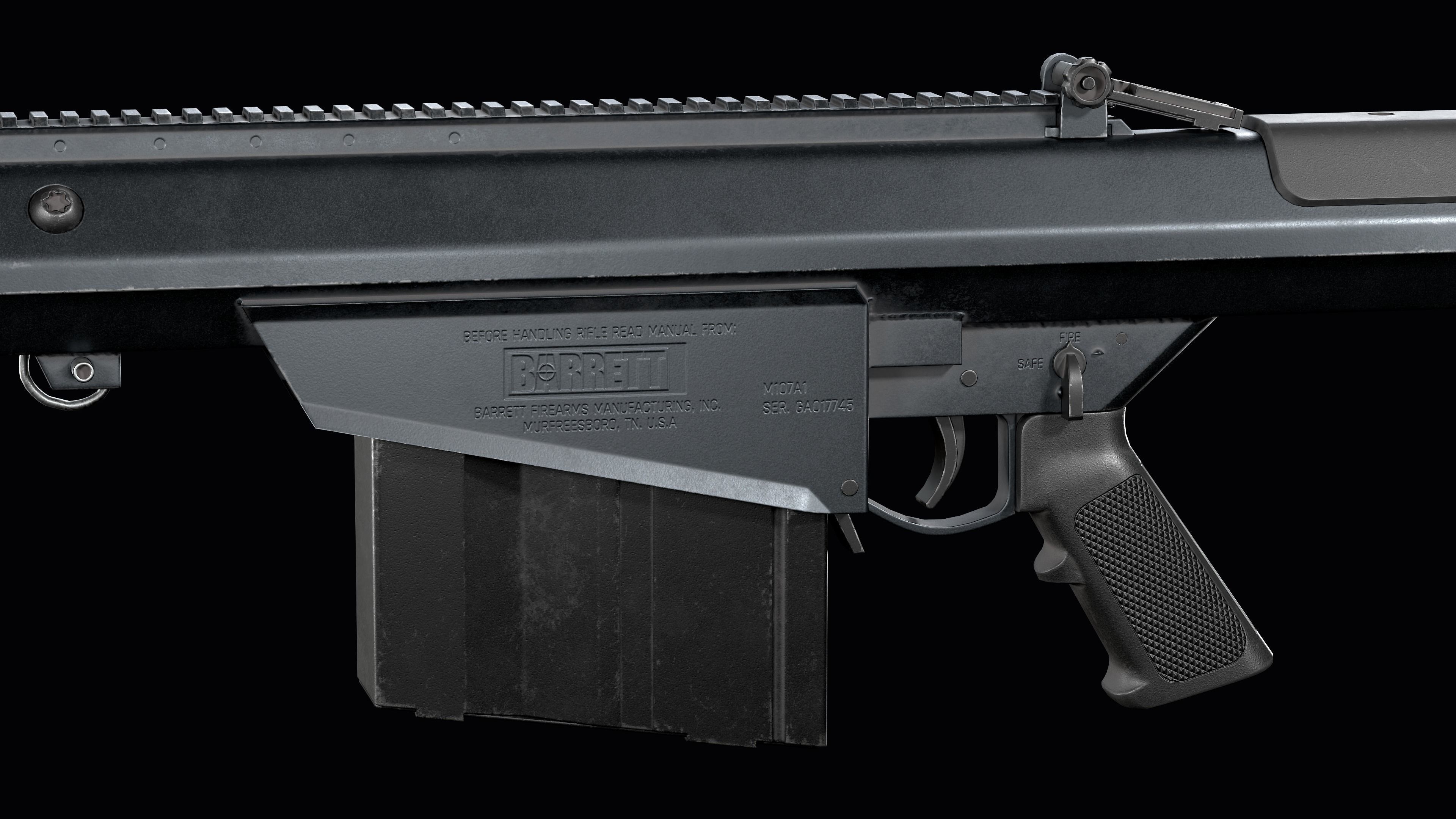 3D model Modular Anti materiel sniper rifle Barrett M107A1 VR / AR ...