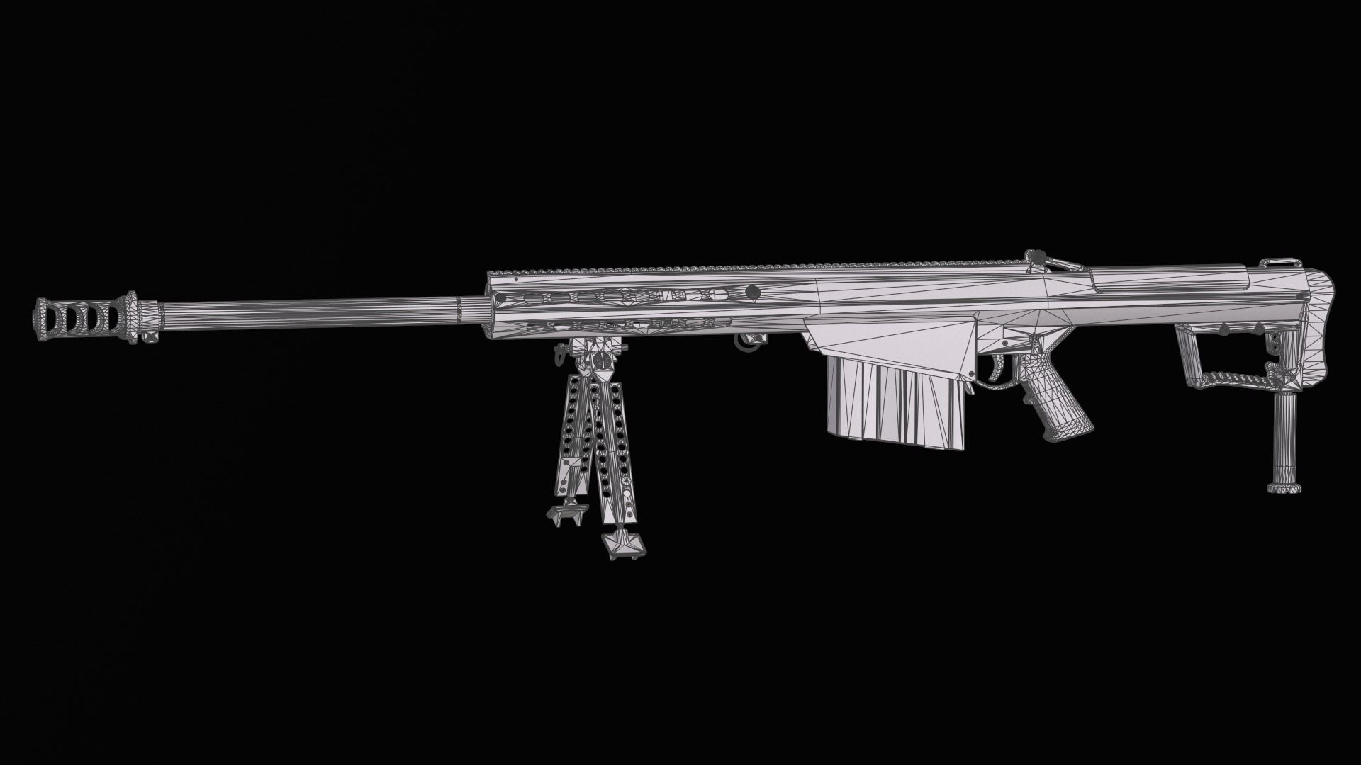 3D model Modular Anti materiel sniper rifle Barrett M107A1 VR / AR ...