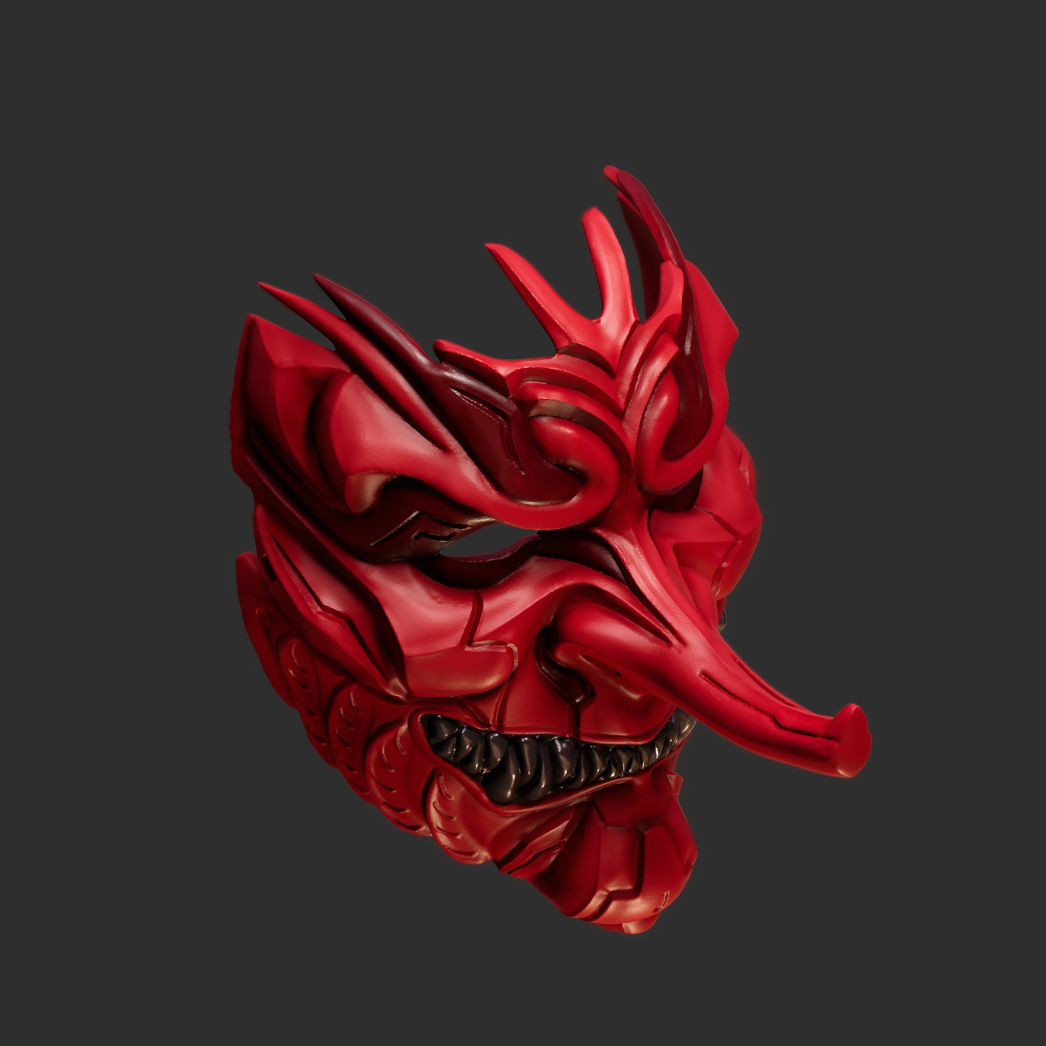 Tengu 2 Oni Mask 16 Demon Full Face 3D print model 3D model 3D ...