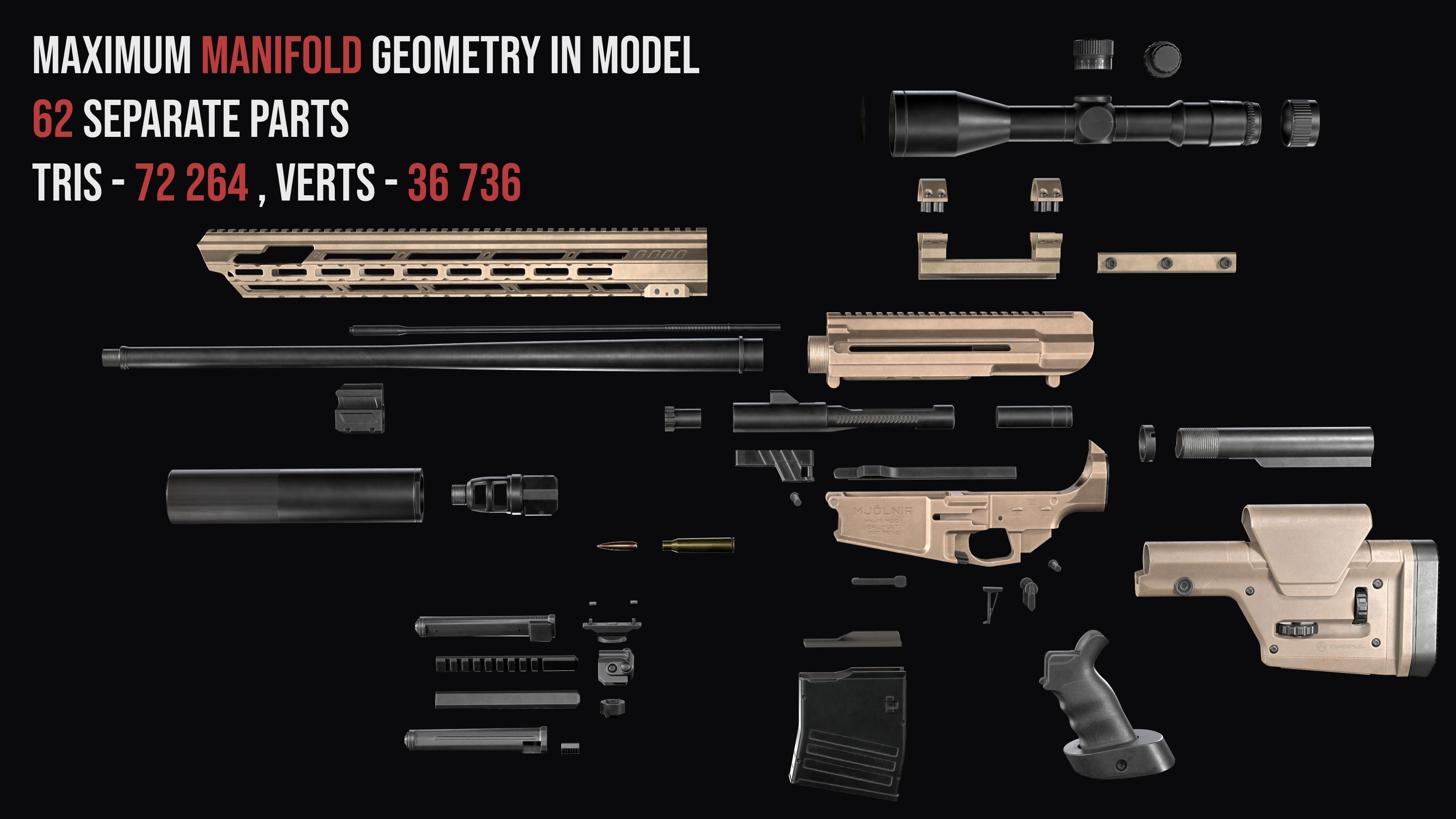 3D Model Collection Tactical Modular Modern Sniper Rifles gun Weapon ...