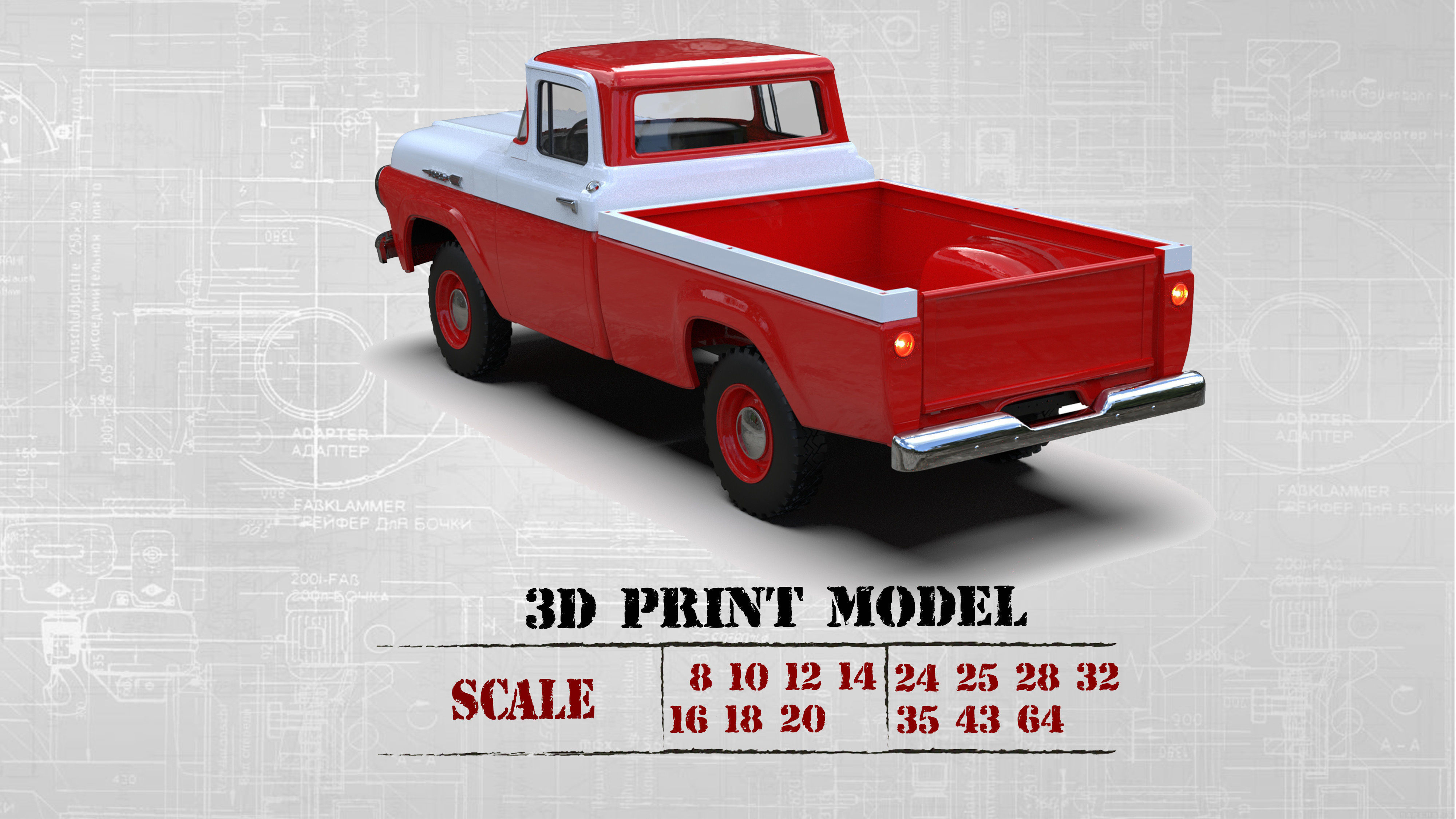 Printable STL Regular cab F Series F100 old Pickup F250 3D model 3D ...