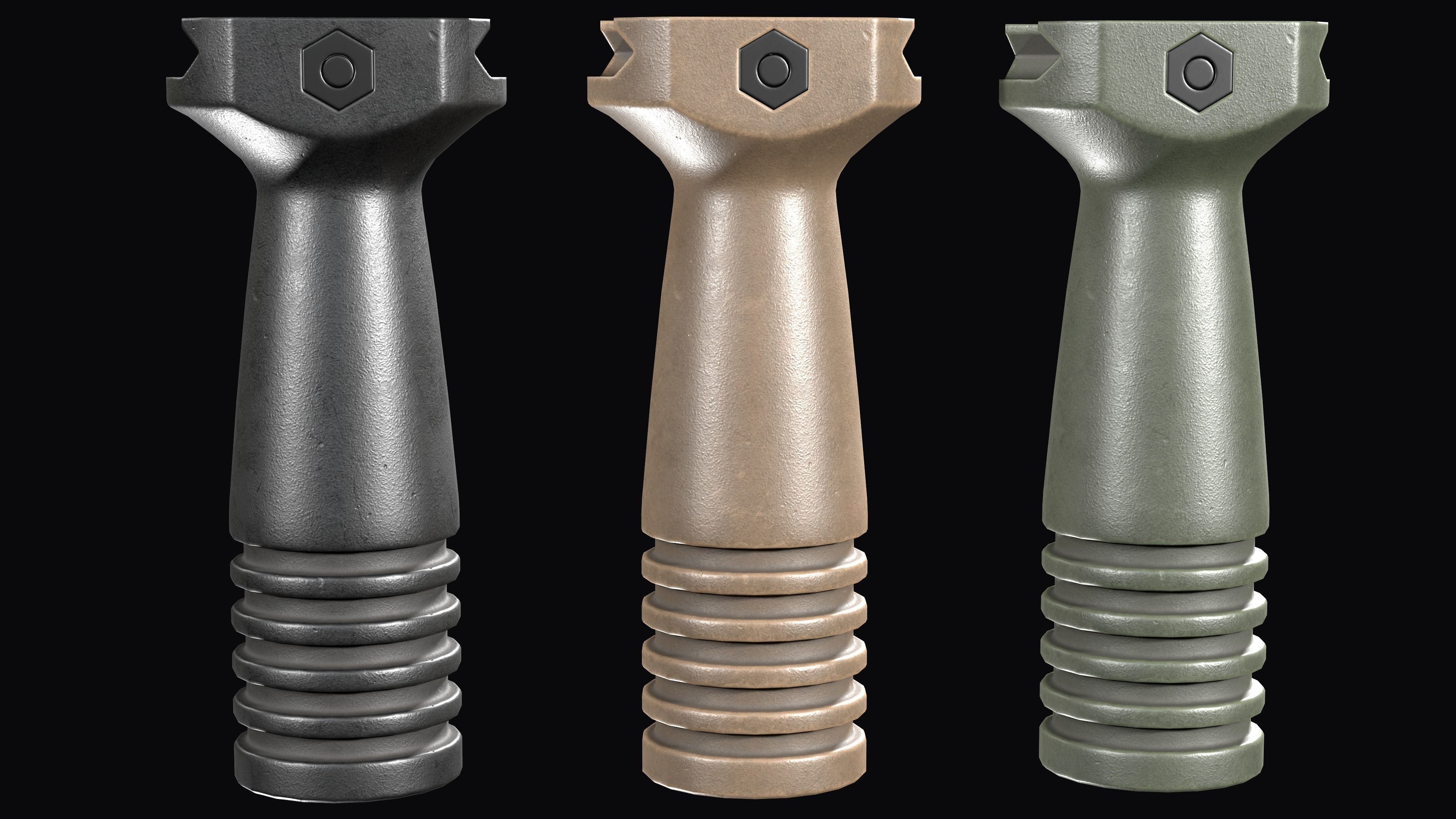 3D Model Collection Tactical forward vertical grips pack VR / AR / low ...