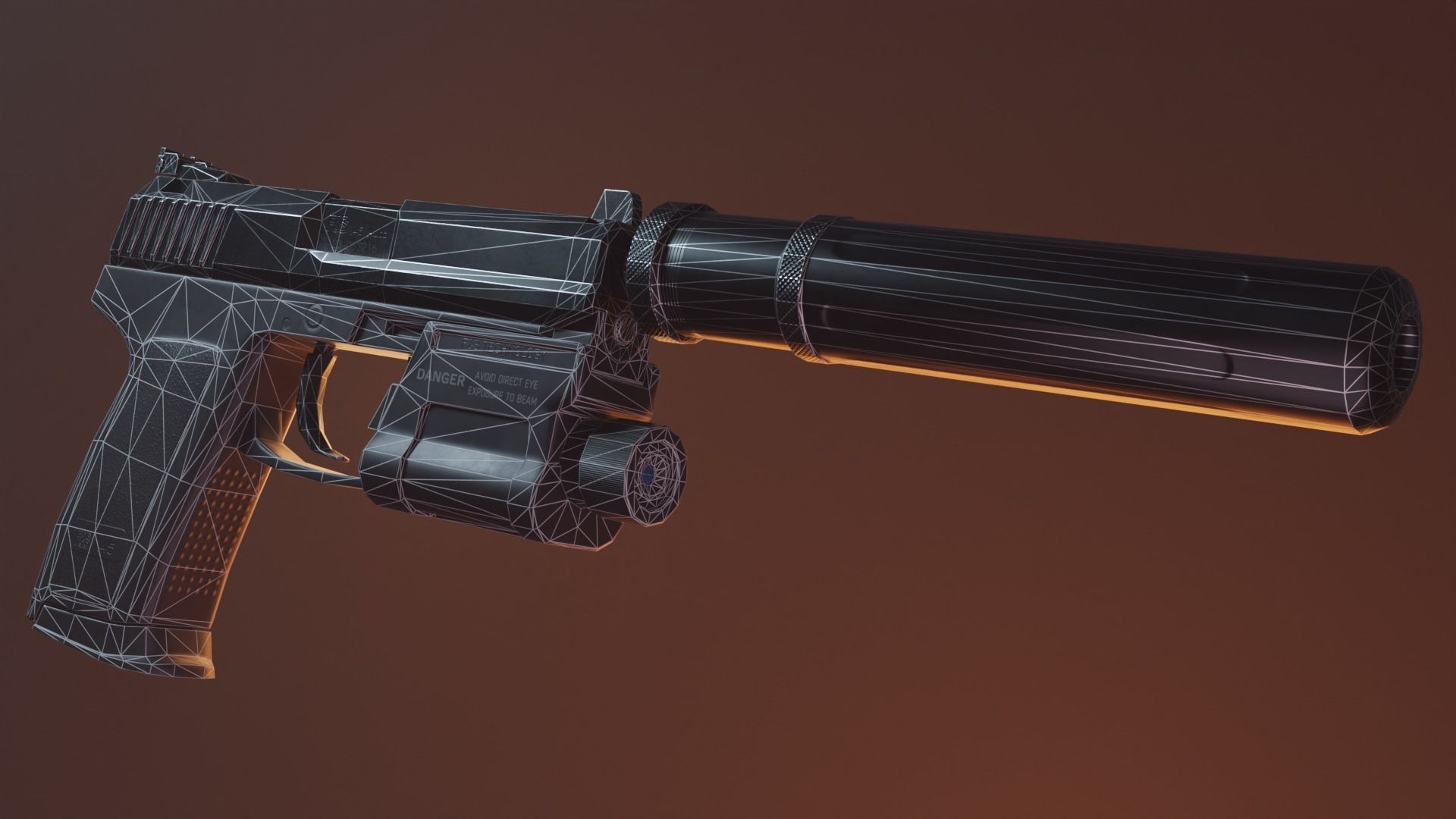 3D model USP 45 inspired pistol VR / AR / low-poly | CGTrader