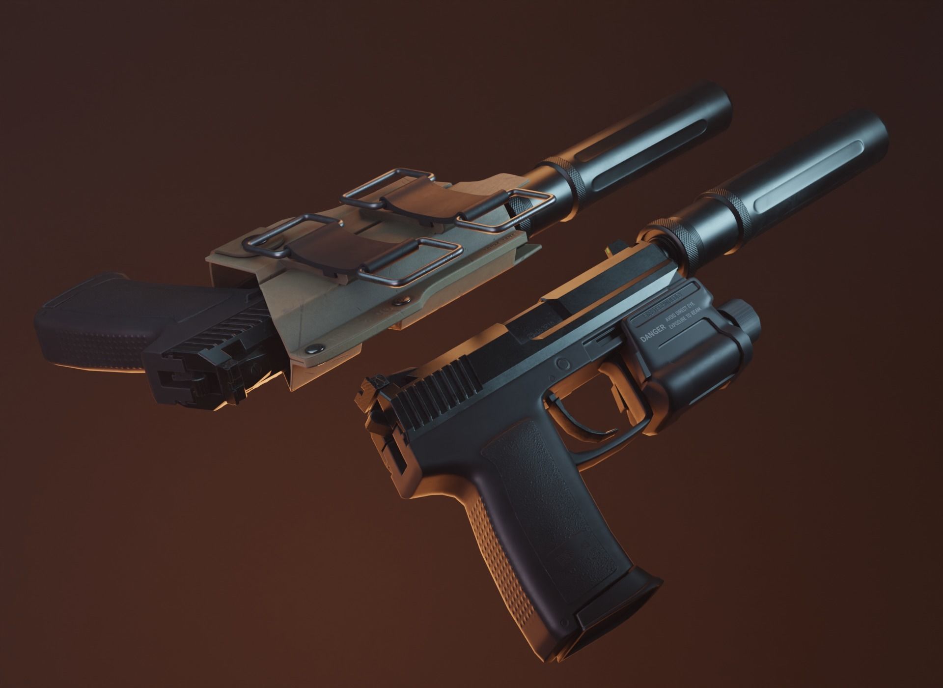 3D model USP 45 inspired pistol VR / AR / low-poly | CGTrader