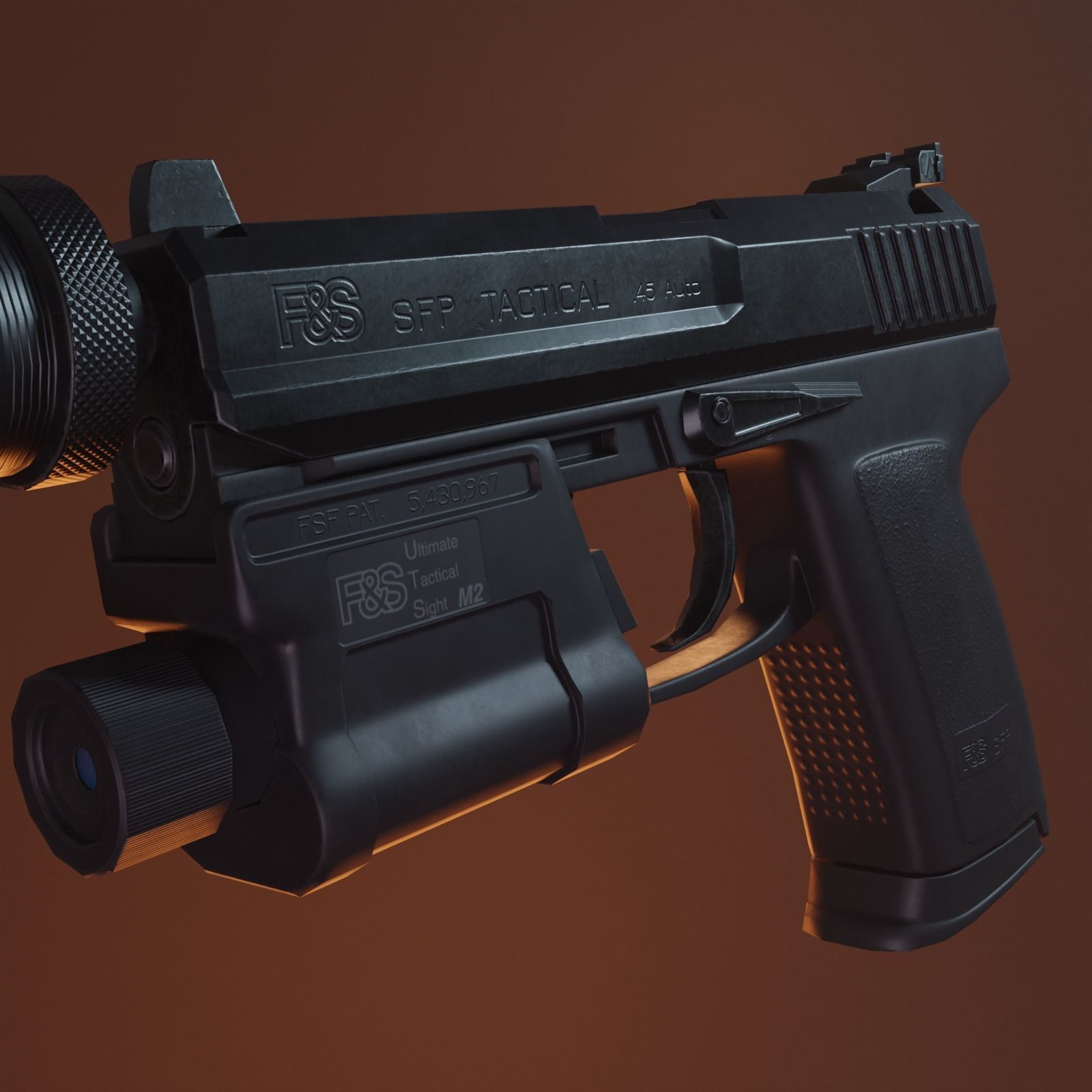 3D model USP 45 inspired pistol VR / AR / low-poly | CGTrader