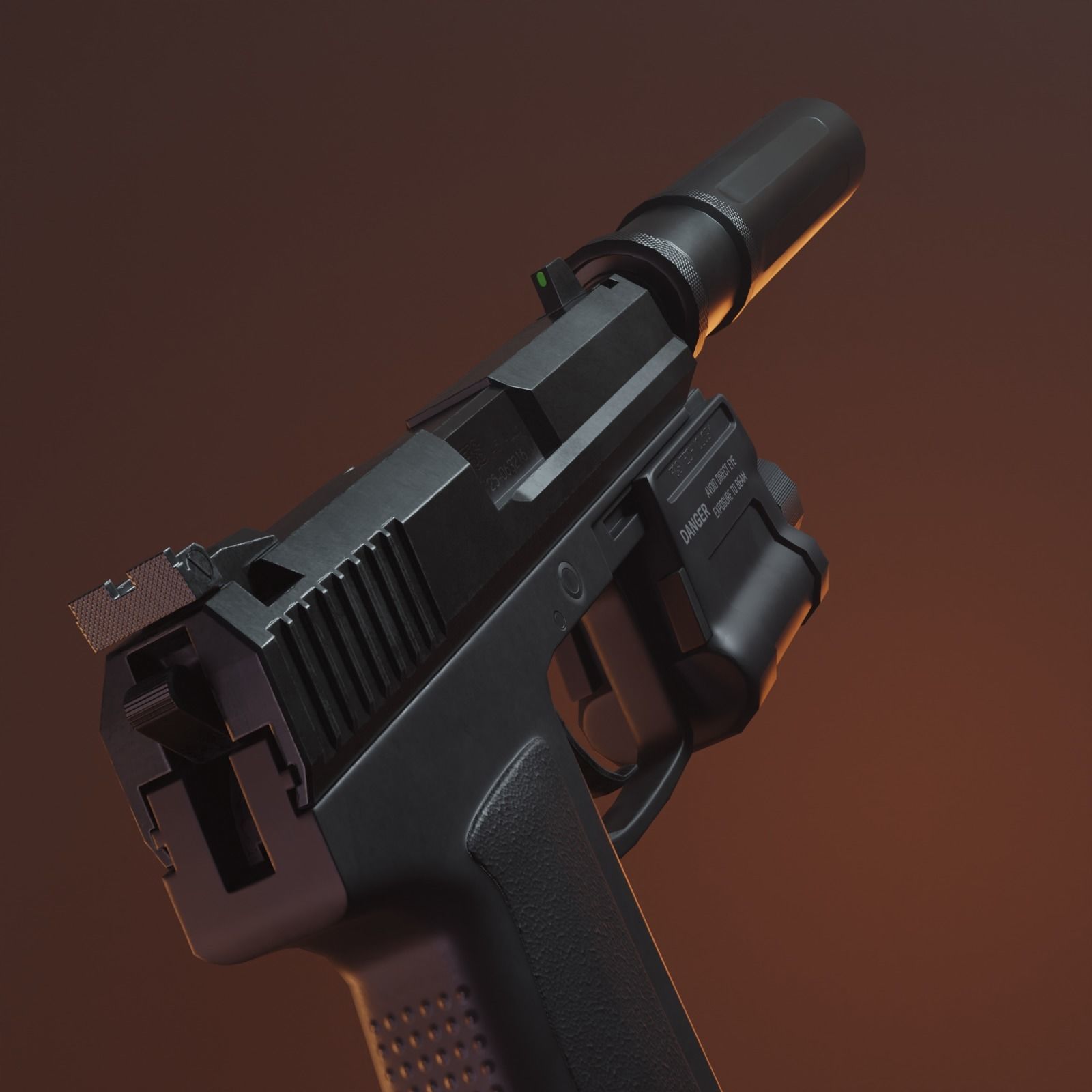 3D model USP 45 inspired pistol VR / AR / low-poly | CGTrader