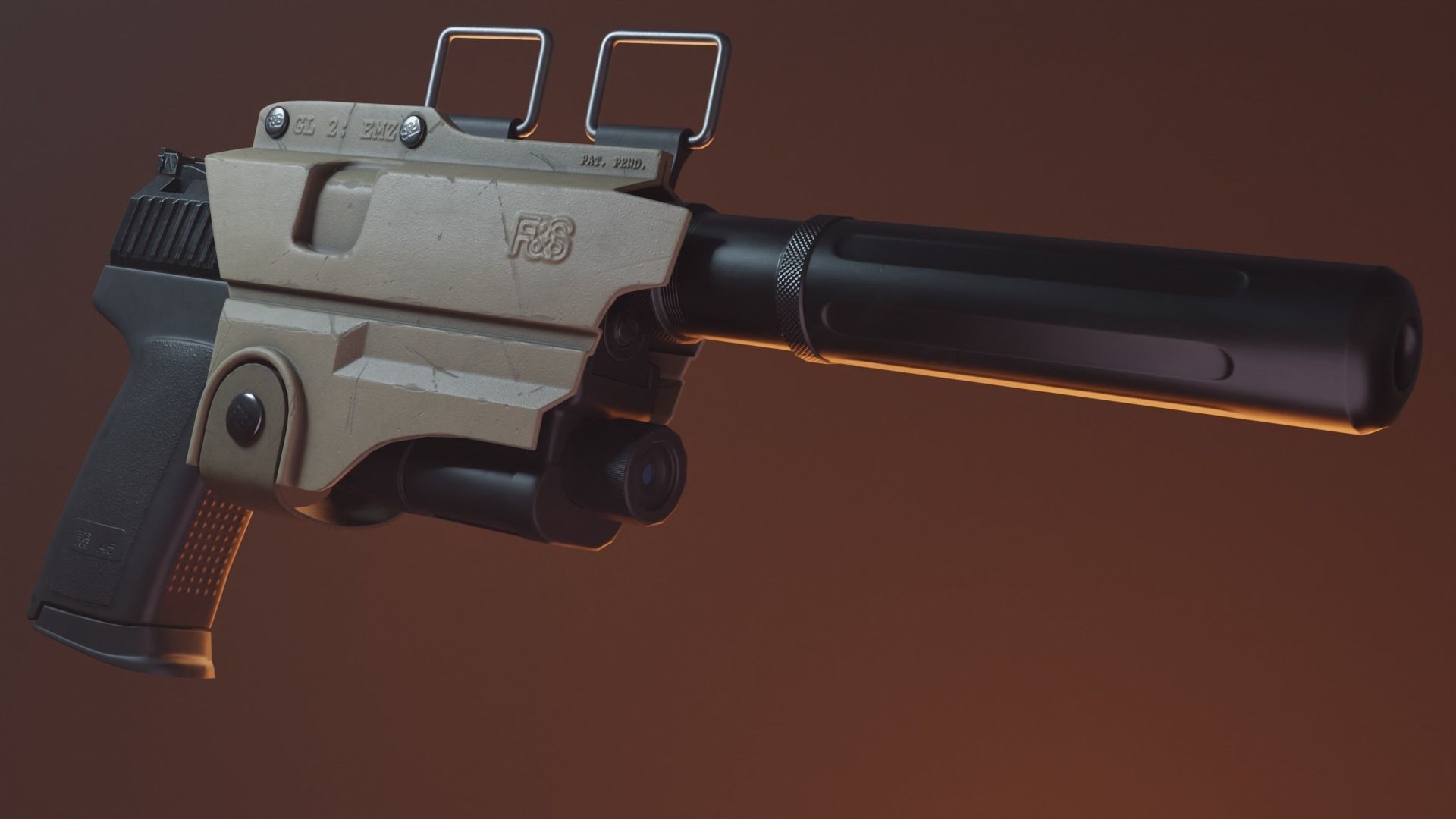 3D model USP 45 inspired pistol VR / AR / low-poly | CGTrader
