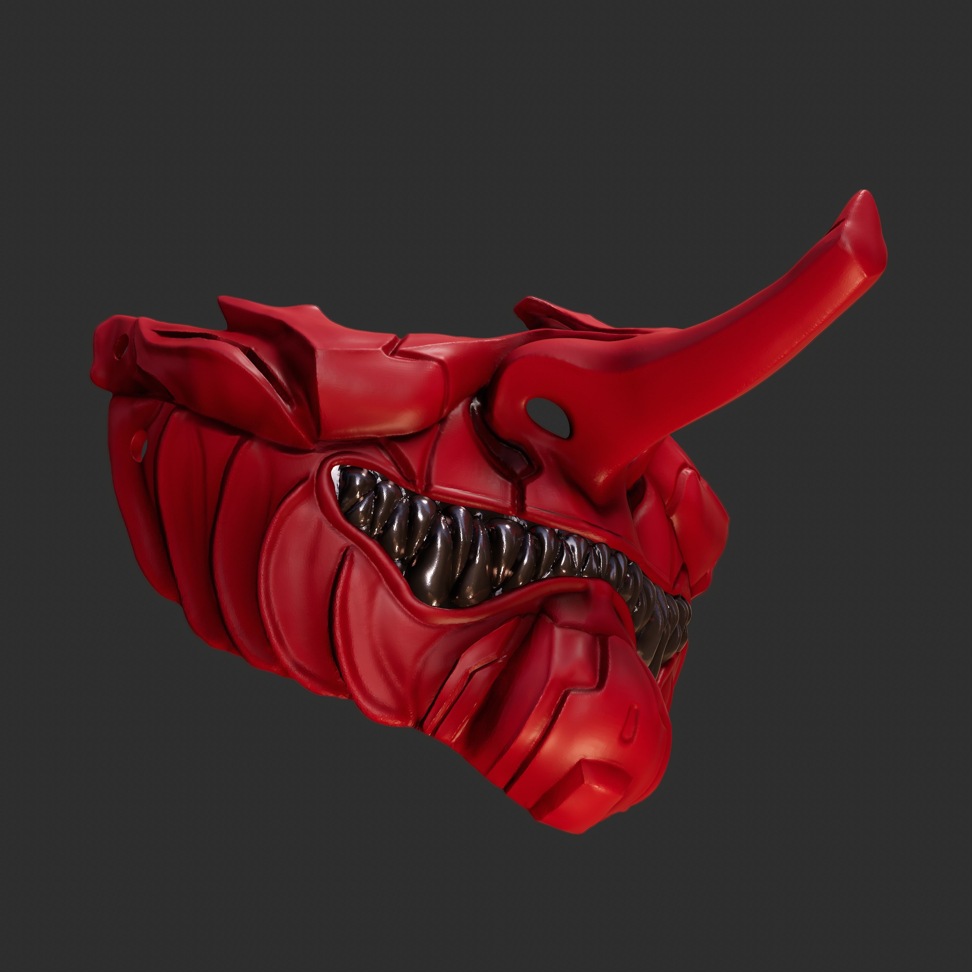 Tengu Half Face Oni Mask 16 Demon 3D model 3D printable | CGTrader