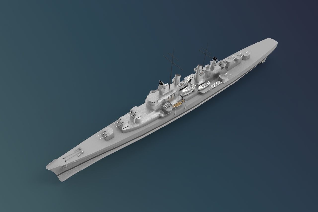 3D model World War II Atlanta-class light cruisers Ship VR / AR / low ...