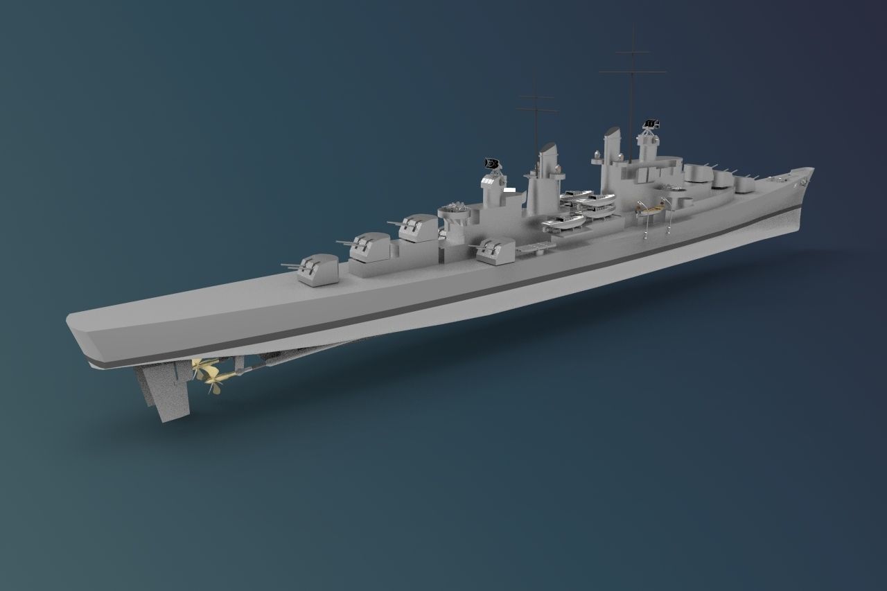 3D model World War II Atlanta-class light cruisers Ship VR / AR / low ...