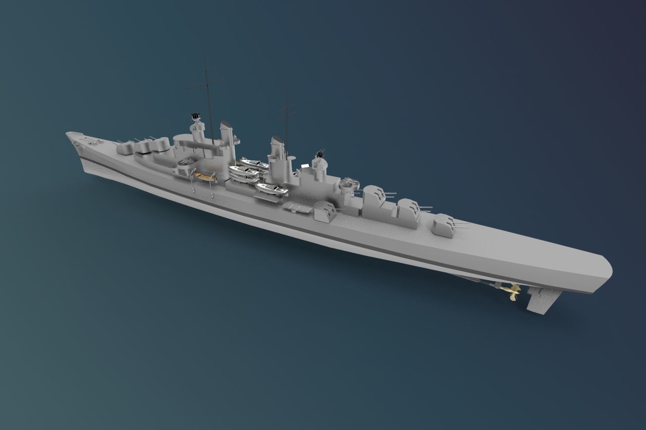 3D model World War II Atlanta-class light cruisers Ship VR / AR / low ...