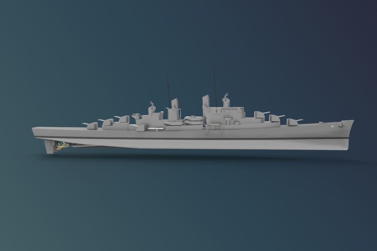 3D model World War II Atlanta-class light cruisers Ship VR / AR / low ...