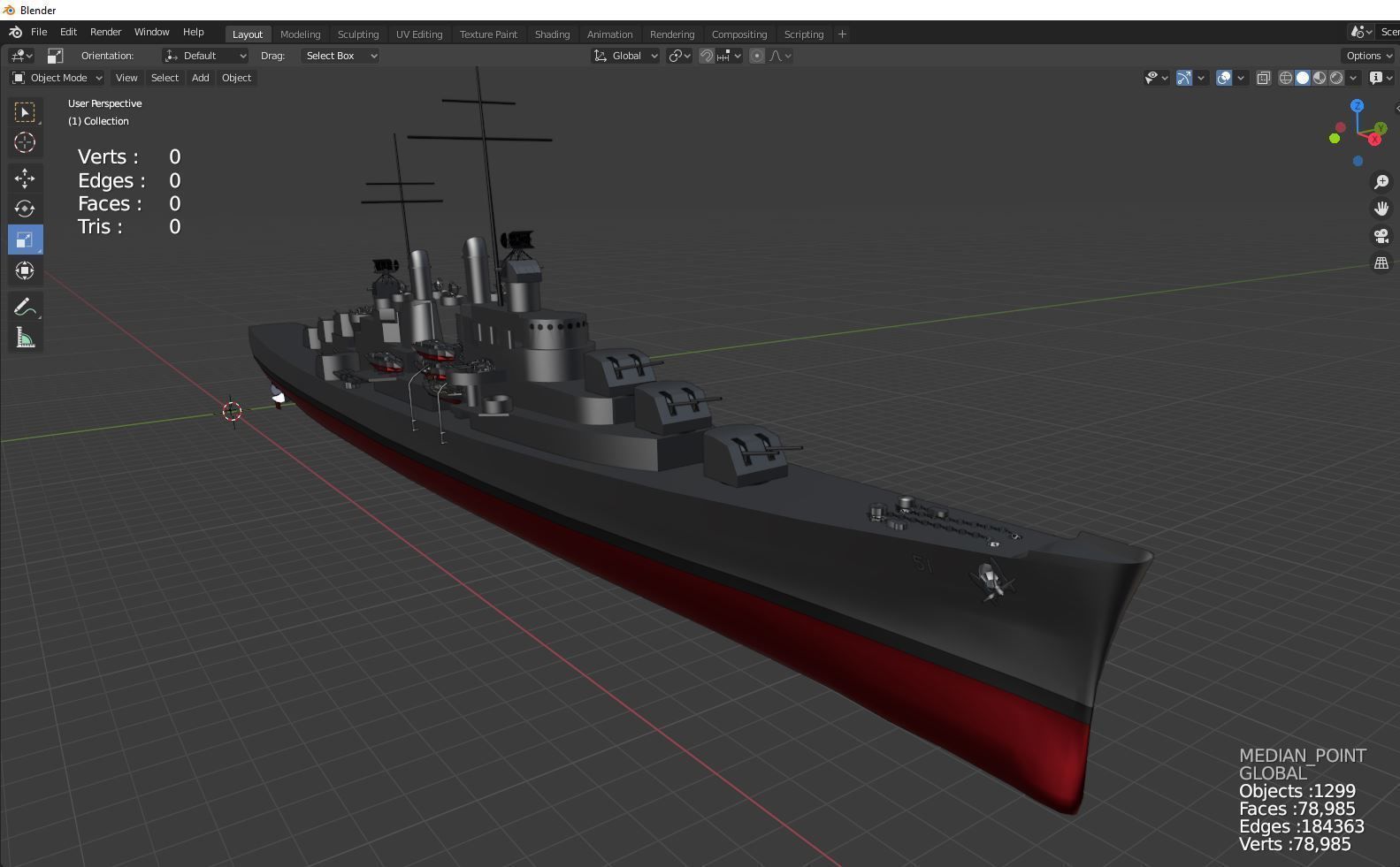 3D model World War II Atlanta-class light cruisers Ship VR / AR / low ...