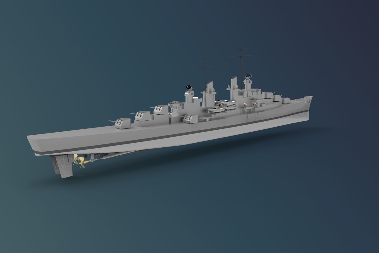 3D model World War II Atlanta-class light cruisers Ship VR / AR / low ...