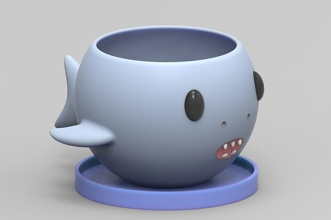 Cute Shark Flower Pot 3D model 3D printable | CGTrader
