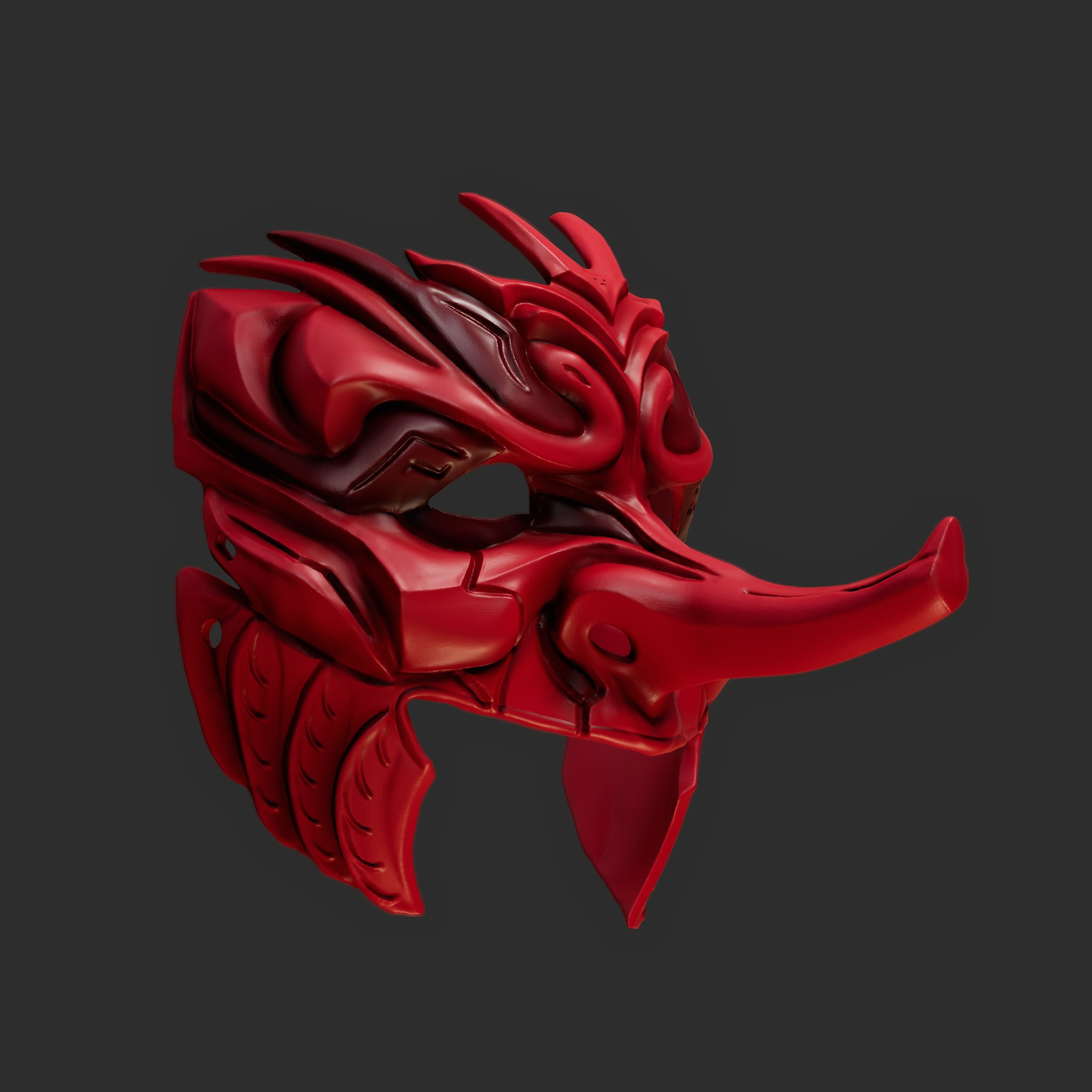 Tengu Half Face Oni Mask 16 Masquerade 3D model 3D printable | CGTrader