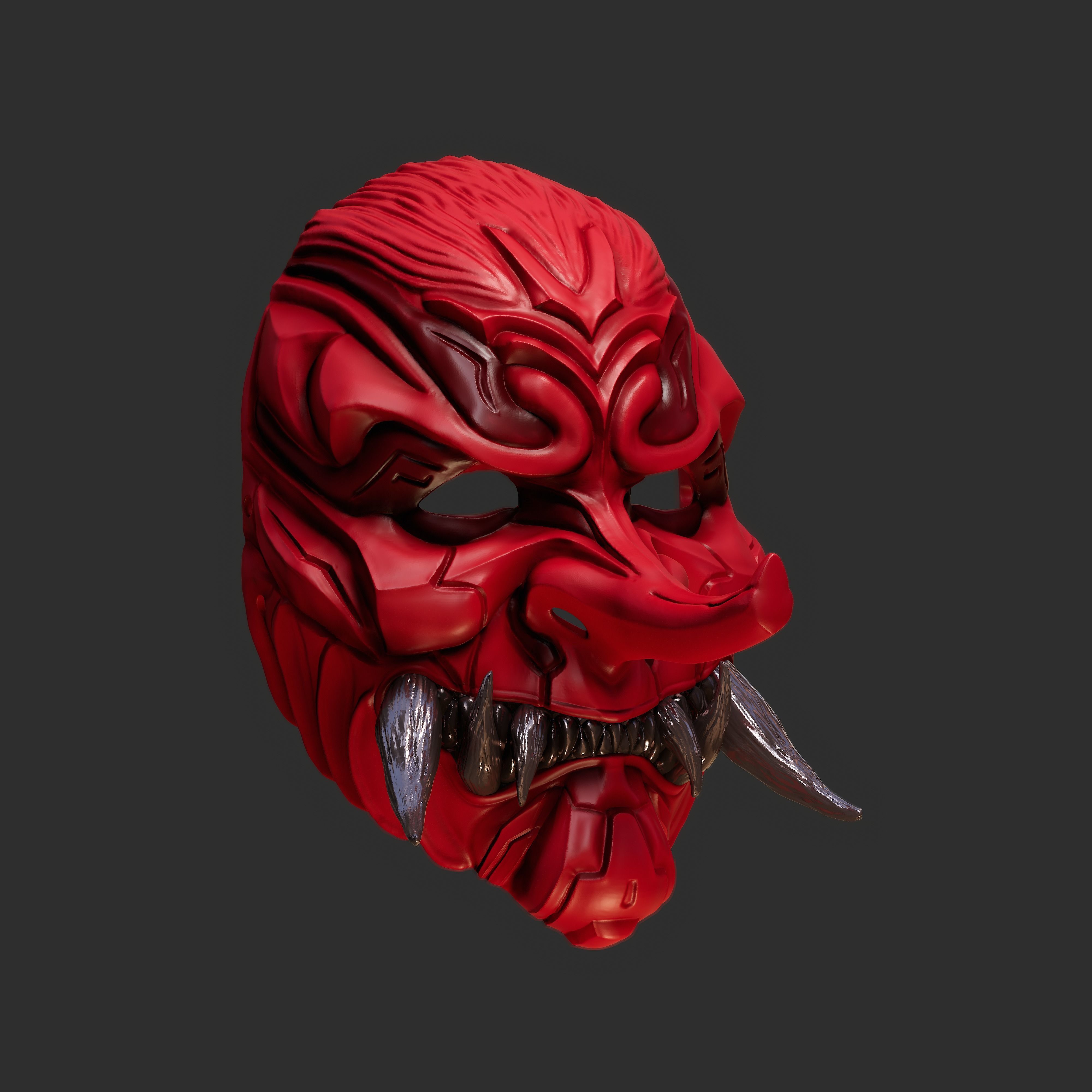 Tengu Teeth Oni Mask 16 Demon Full Face 3D model 3D printable | CGTrader