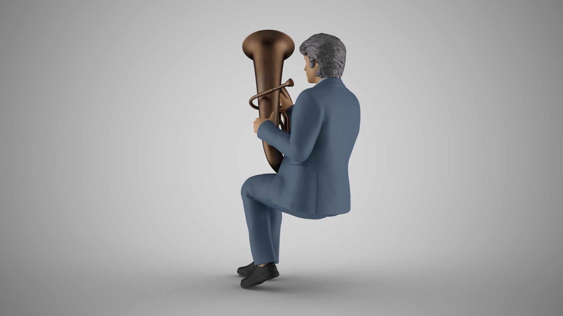 Man Playing Tuba 3D model 3D printable | CGTrader
