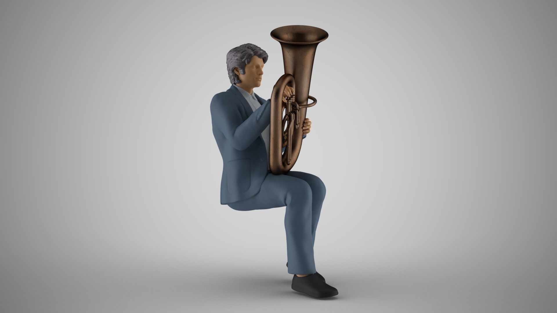 Man Playing Tuba 3D model 3D printable | CGTrader