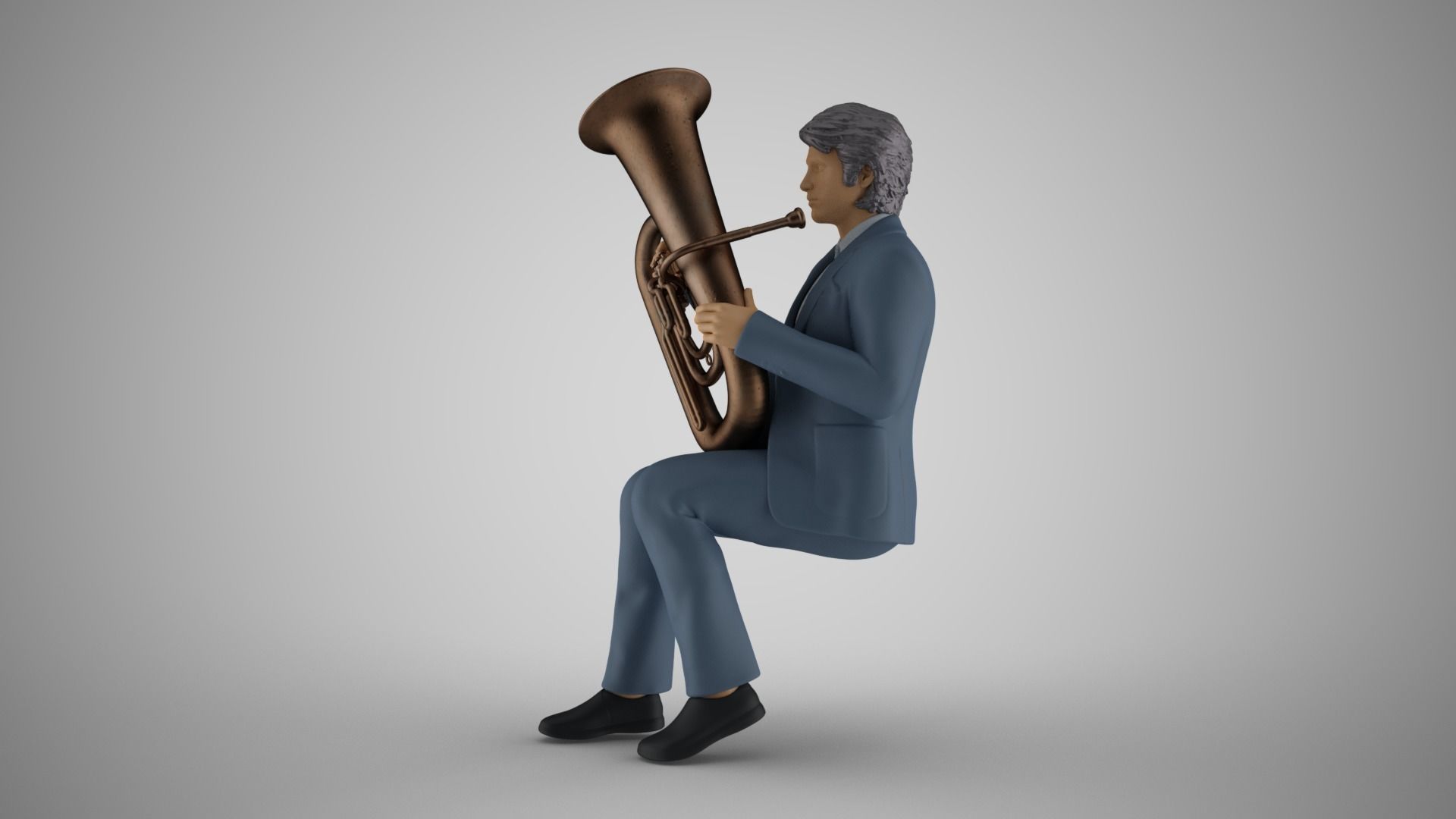 Man Playing Tuba 3D model 3D printable | CGTrader